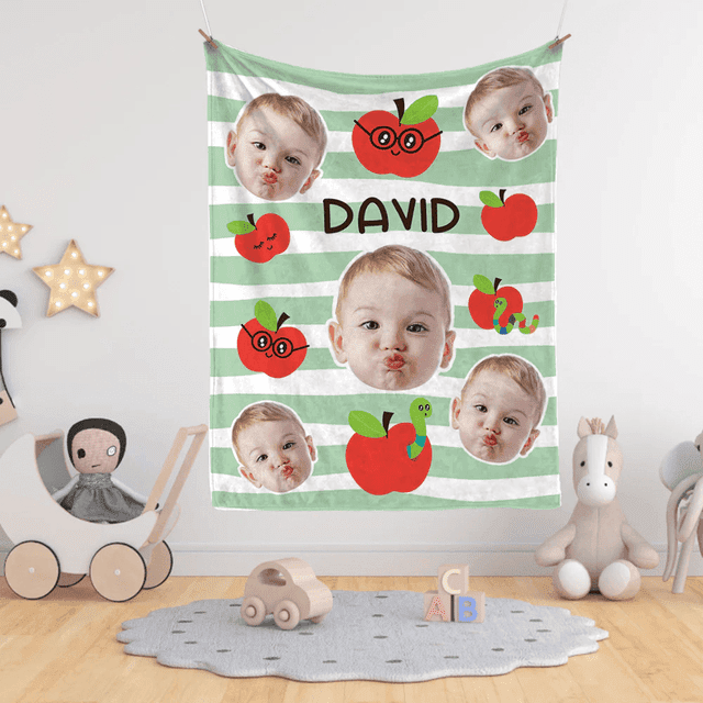 Apple Blanket - Personalized Face Kid in Blanket, Cute Fruit Blanket ...