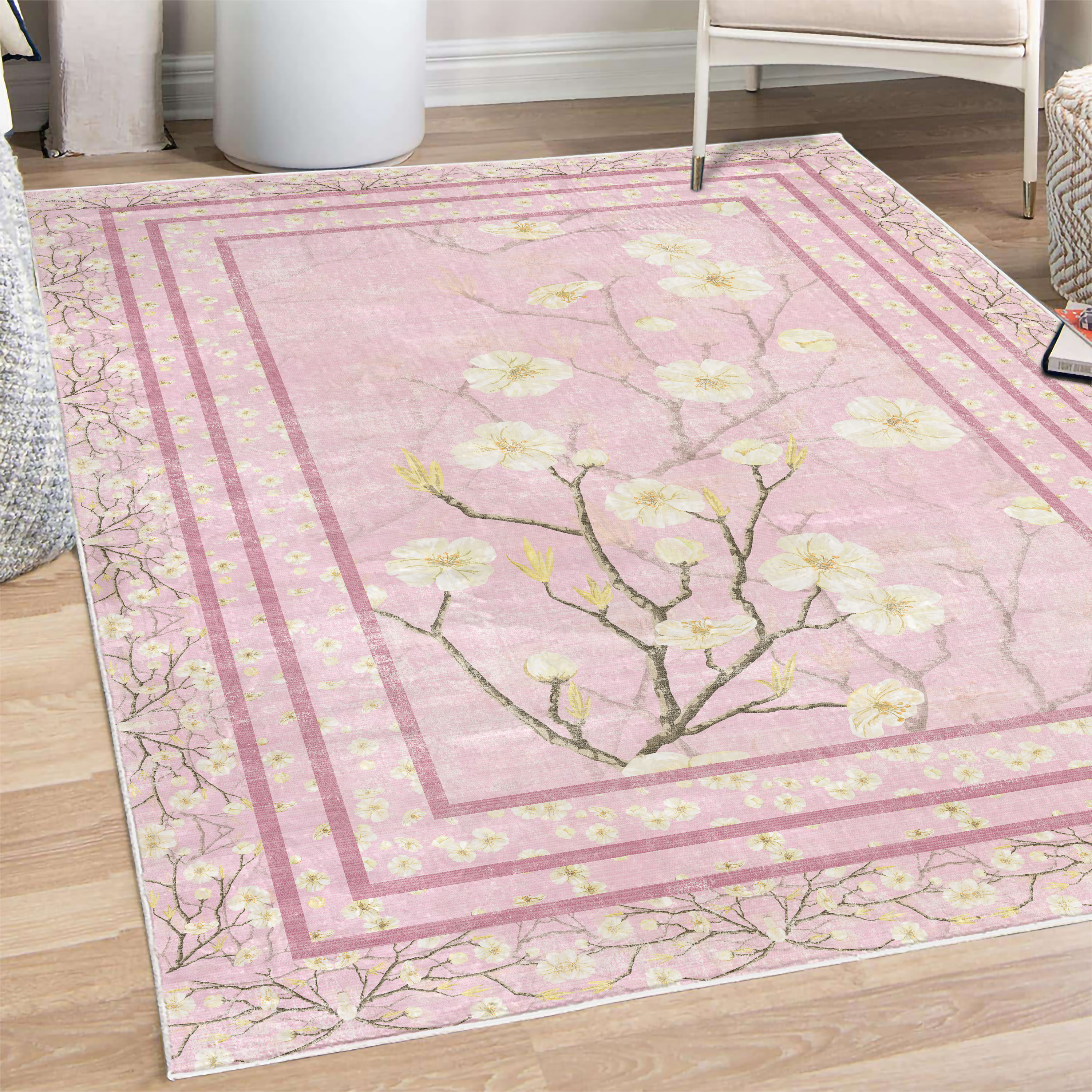Apple Blossom Decorative Rug, Flowers and Blooming Spring Season ...
