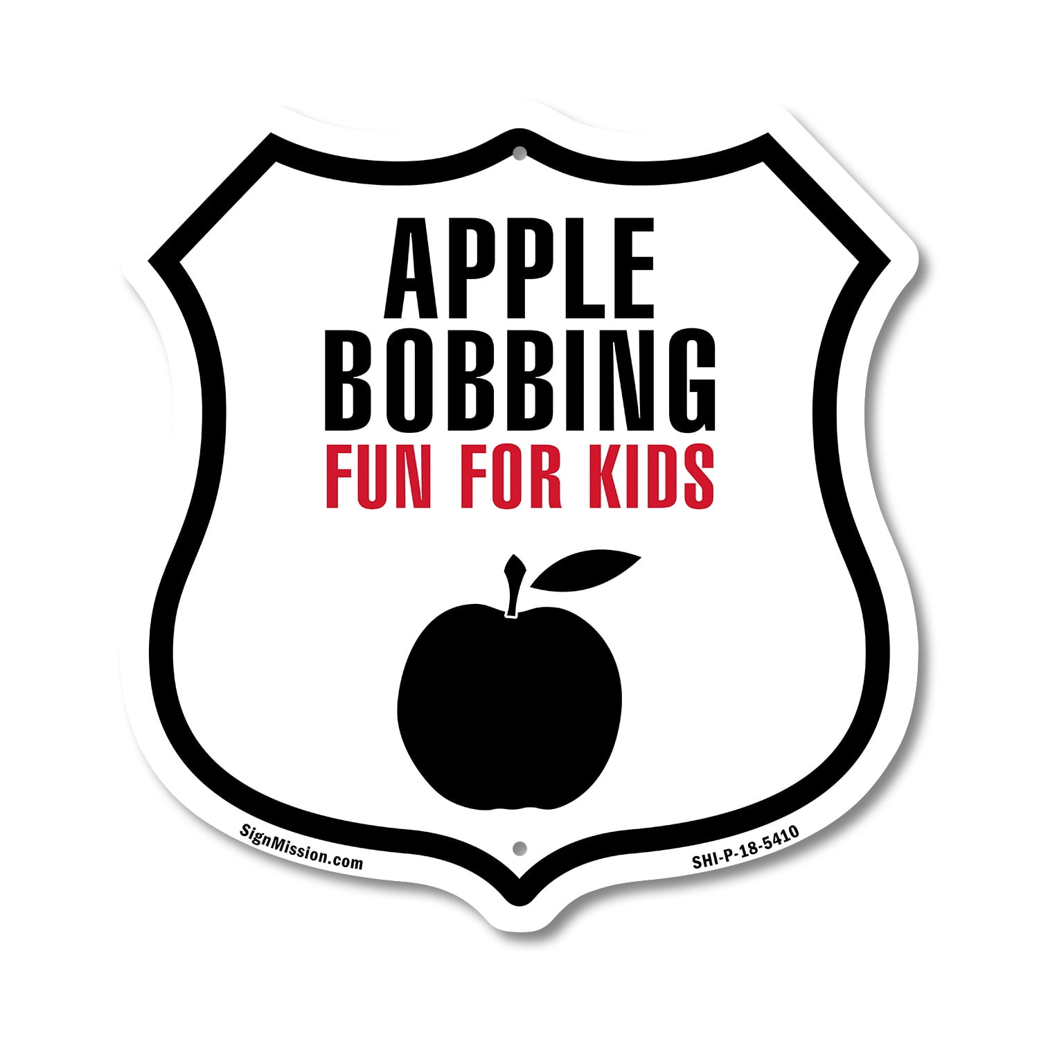 Apple Bobbing Fun for Kids 6 inch X 6 inch Shield Shaped Commercial ...
