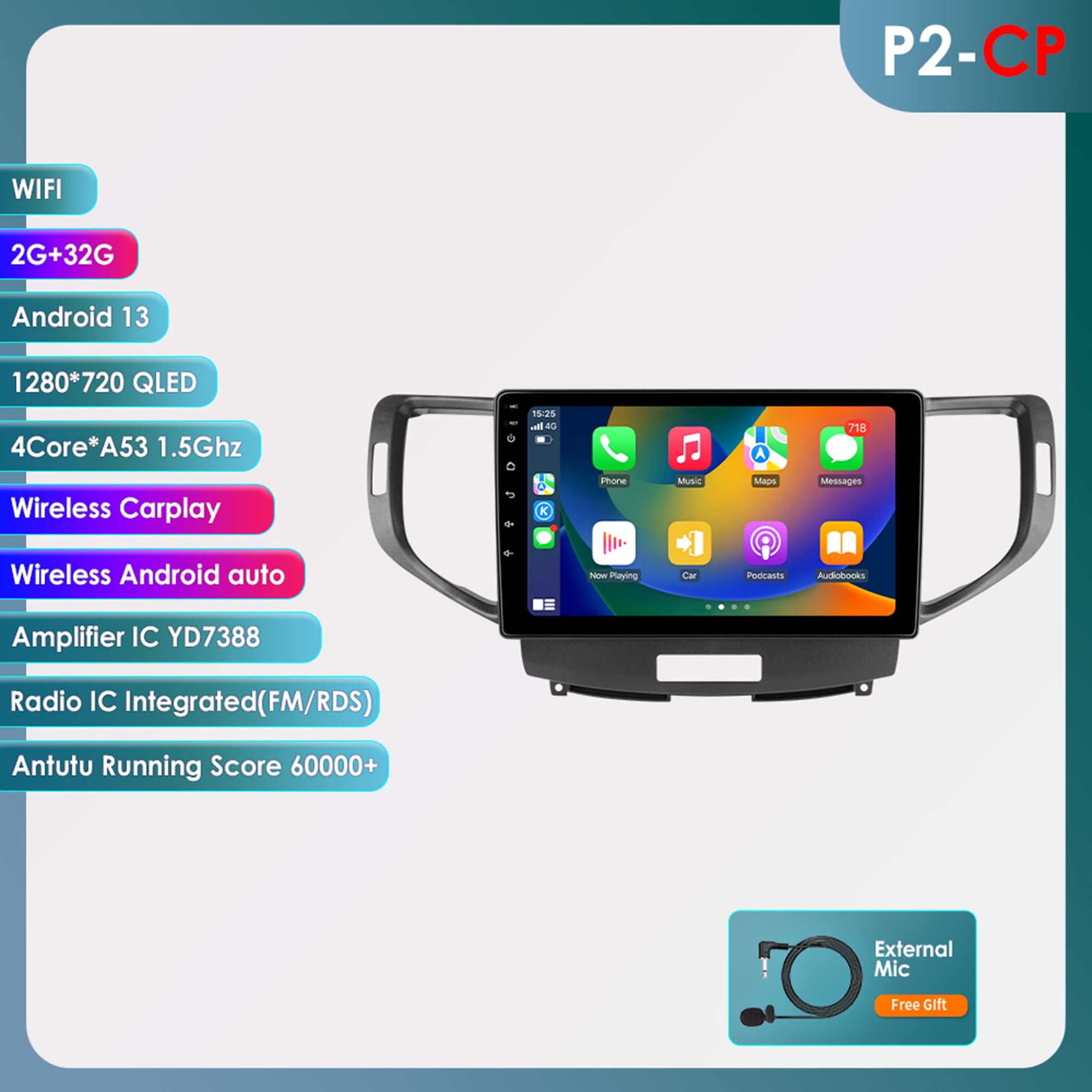 Apple Carplay Android 13 Bluetooth 2+32GB Wifi RDS Car Stereo Radio Head Unit GPS Navigation ...