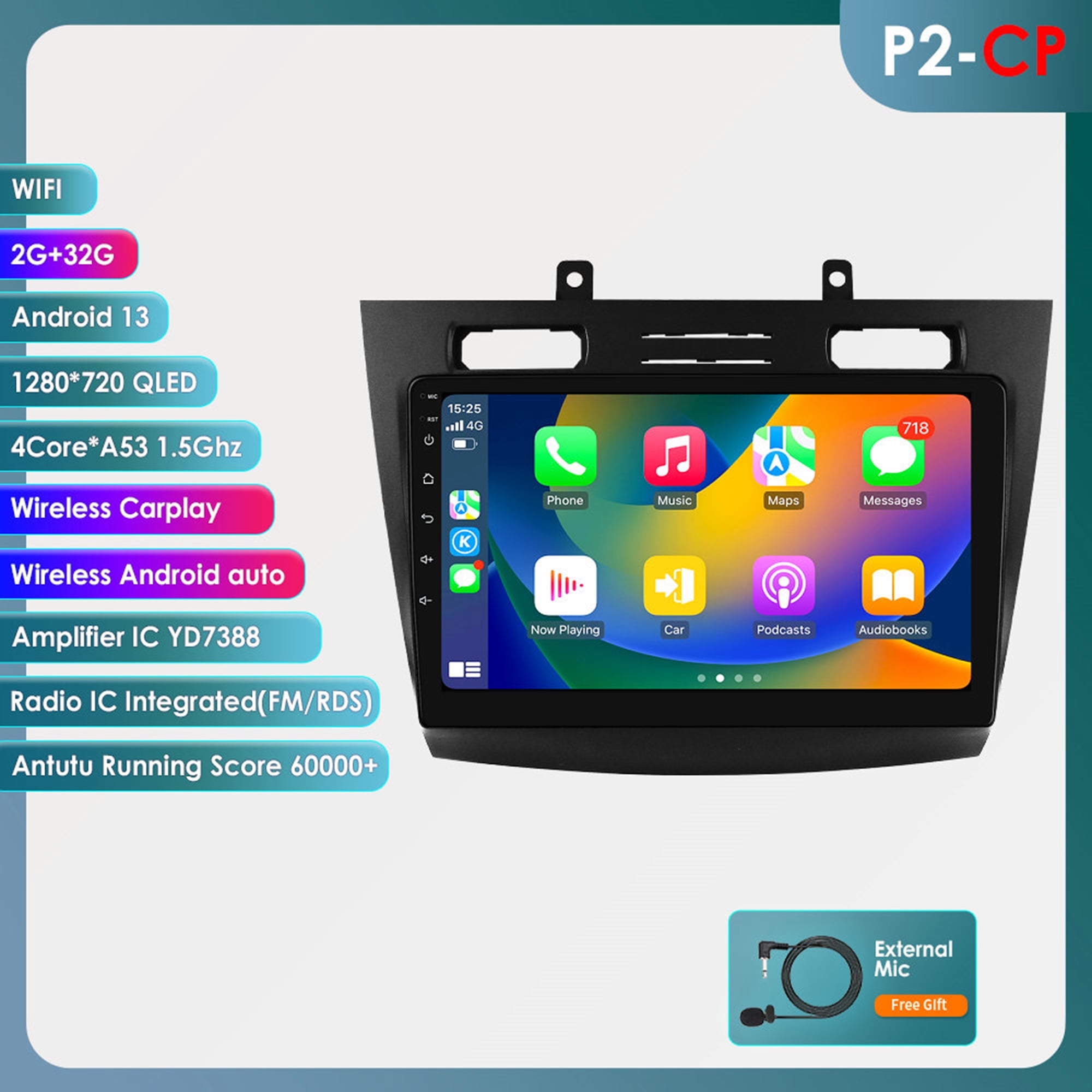 Apple Carplay Android 13 Bluetooth 2+32GB Wifi RDS Car Stereo Radio ...