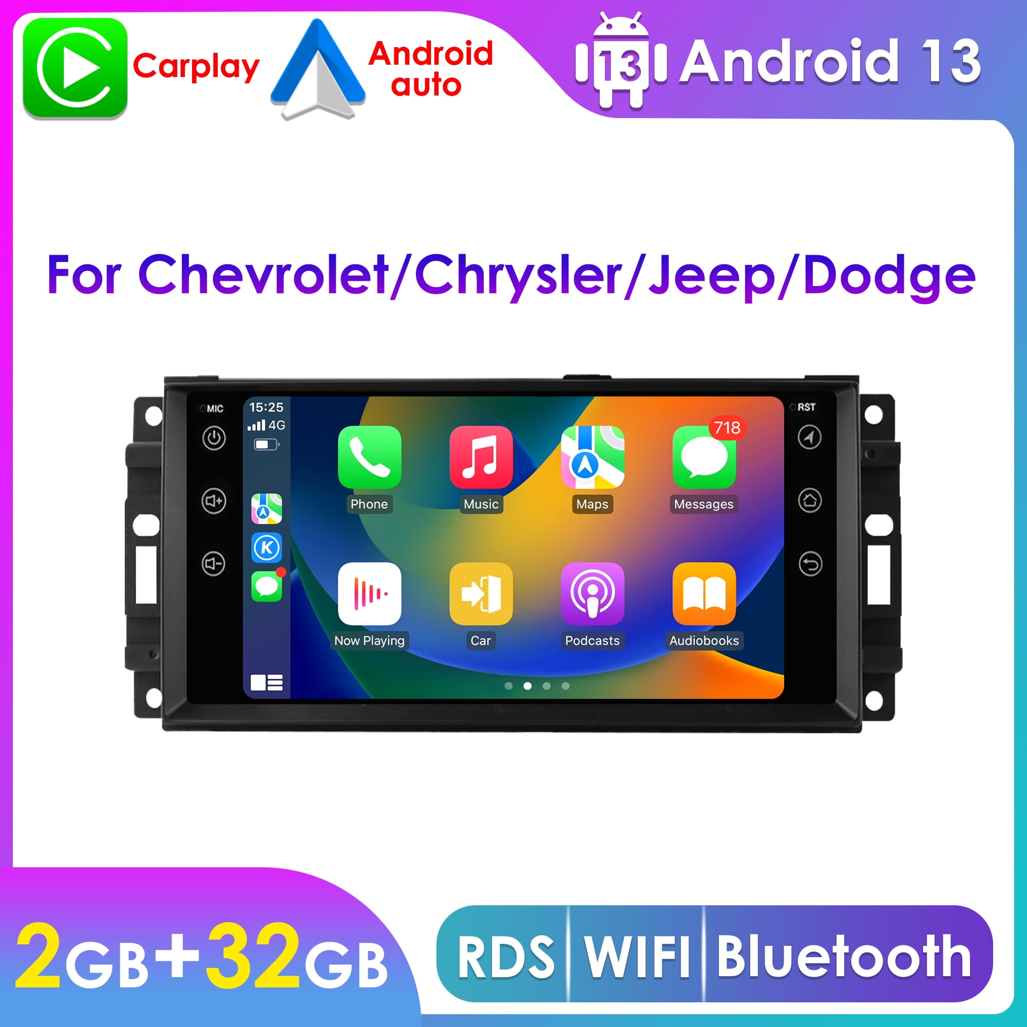 Apple Carplay Android 13 Bluetooth 7" Touch Screen 2+32GB Wifi Car ...