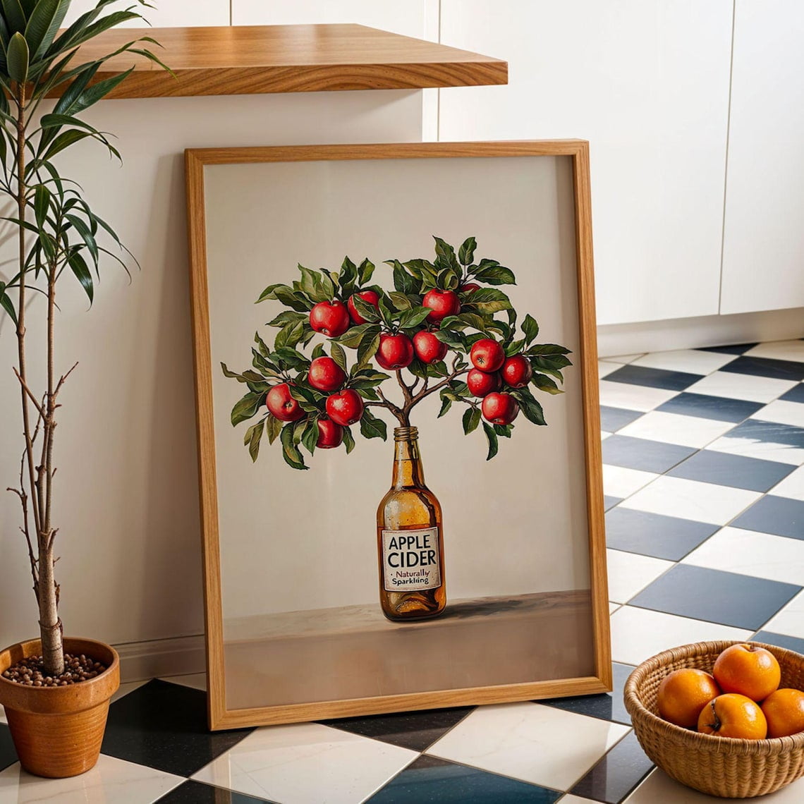 Apple Cider Tree Wall Art Red Apple Kitchen Print Poster Country Decor ...