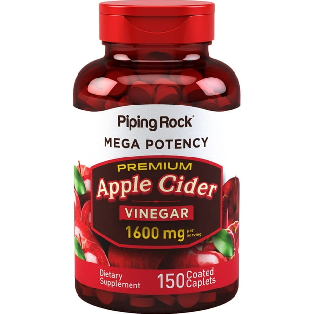 Apple Cider Vinegar Pills | 1600mg | 150 Caplets | Gluten Free ...