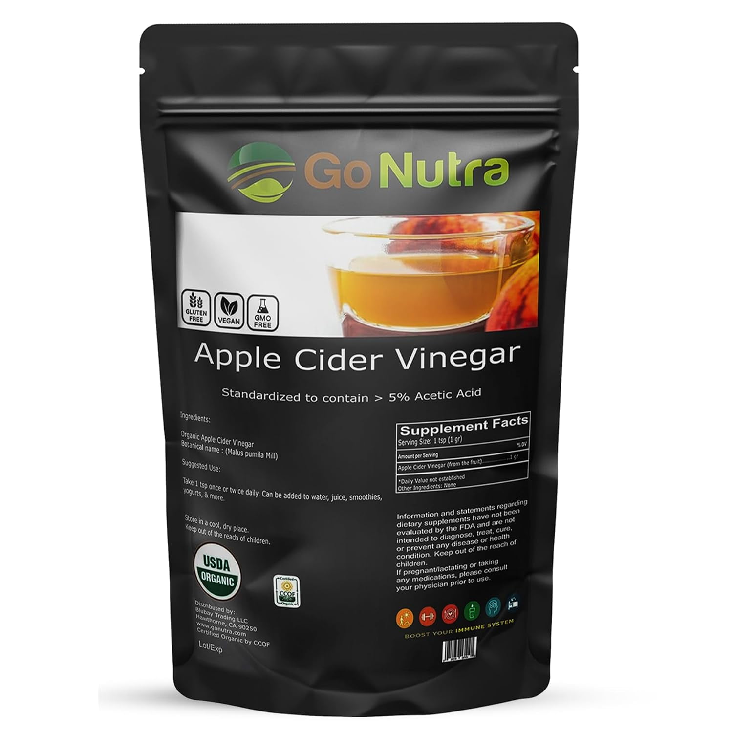 Apple Cider Vinegar Powder Organic 8oz. Natural ACV 5% Acetic Acid Pure ...