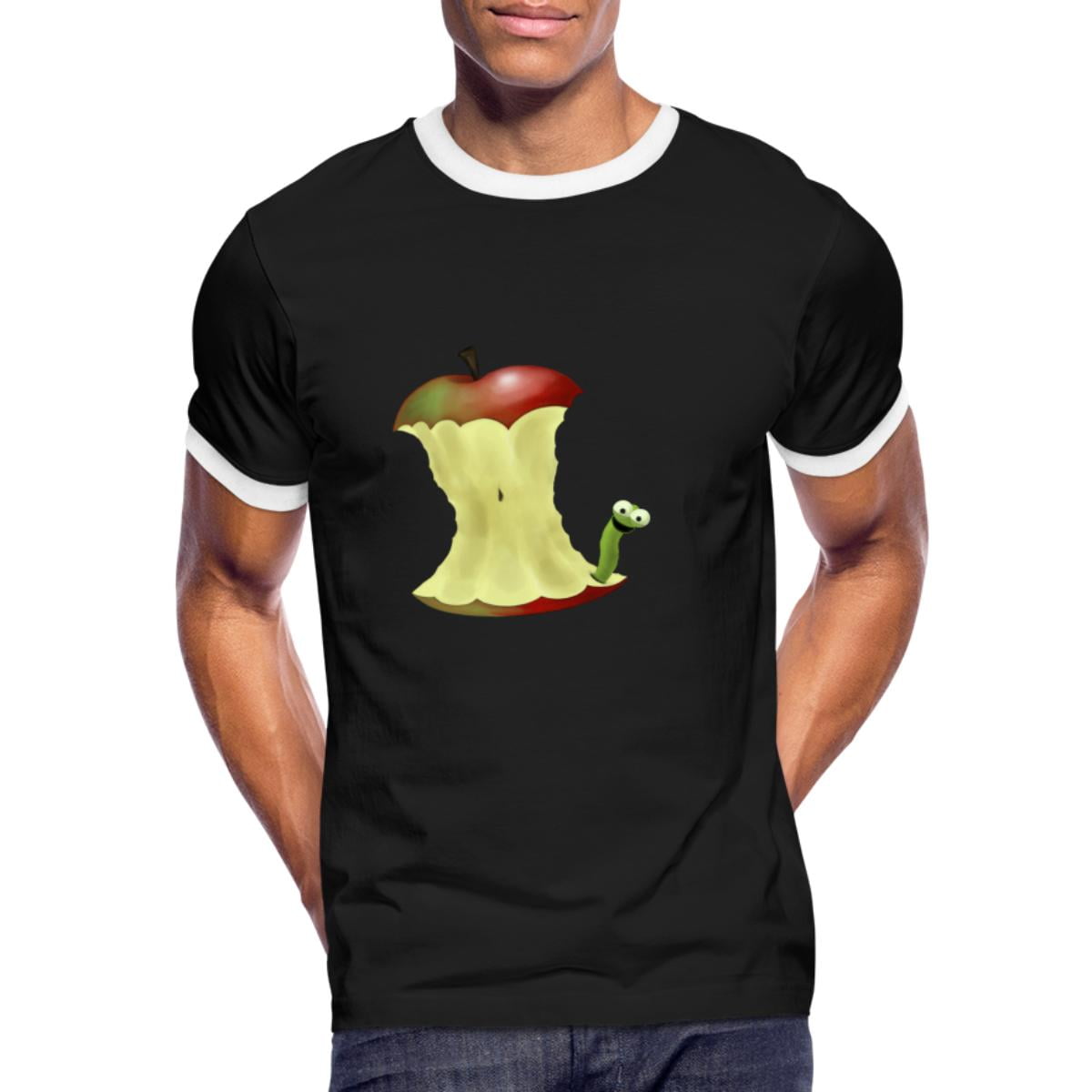 Apple Core Worm Men's Ringer T-Shirt - Walmart.com