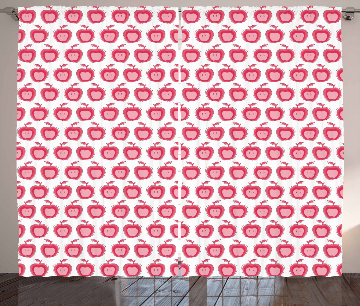 Ambesonne Fruits Curtains 2 Panel Set, Doodle Pink Girls Pattern, 108 ...