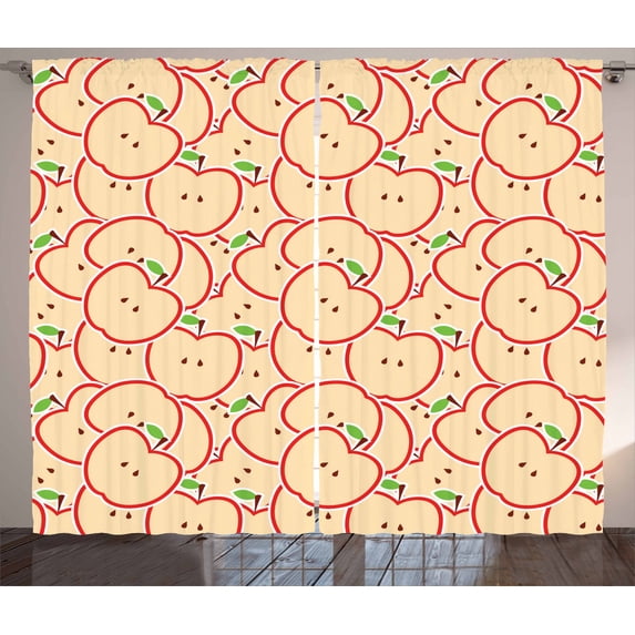 Ambesonne Fruits Curtains 2 Panel Set, Modern Illustration Fruit, 108 ...