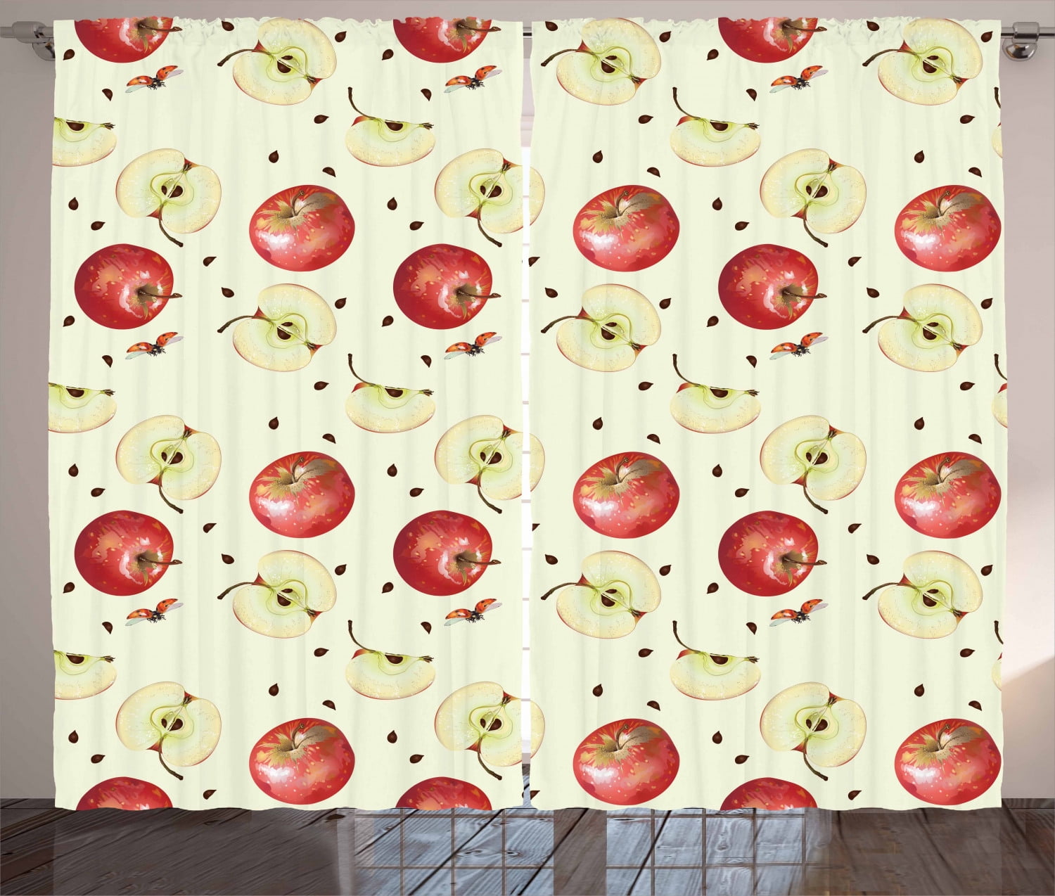Apple Curtains 2 Panels Set, Seeds of Winter Fruits Groceries ...