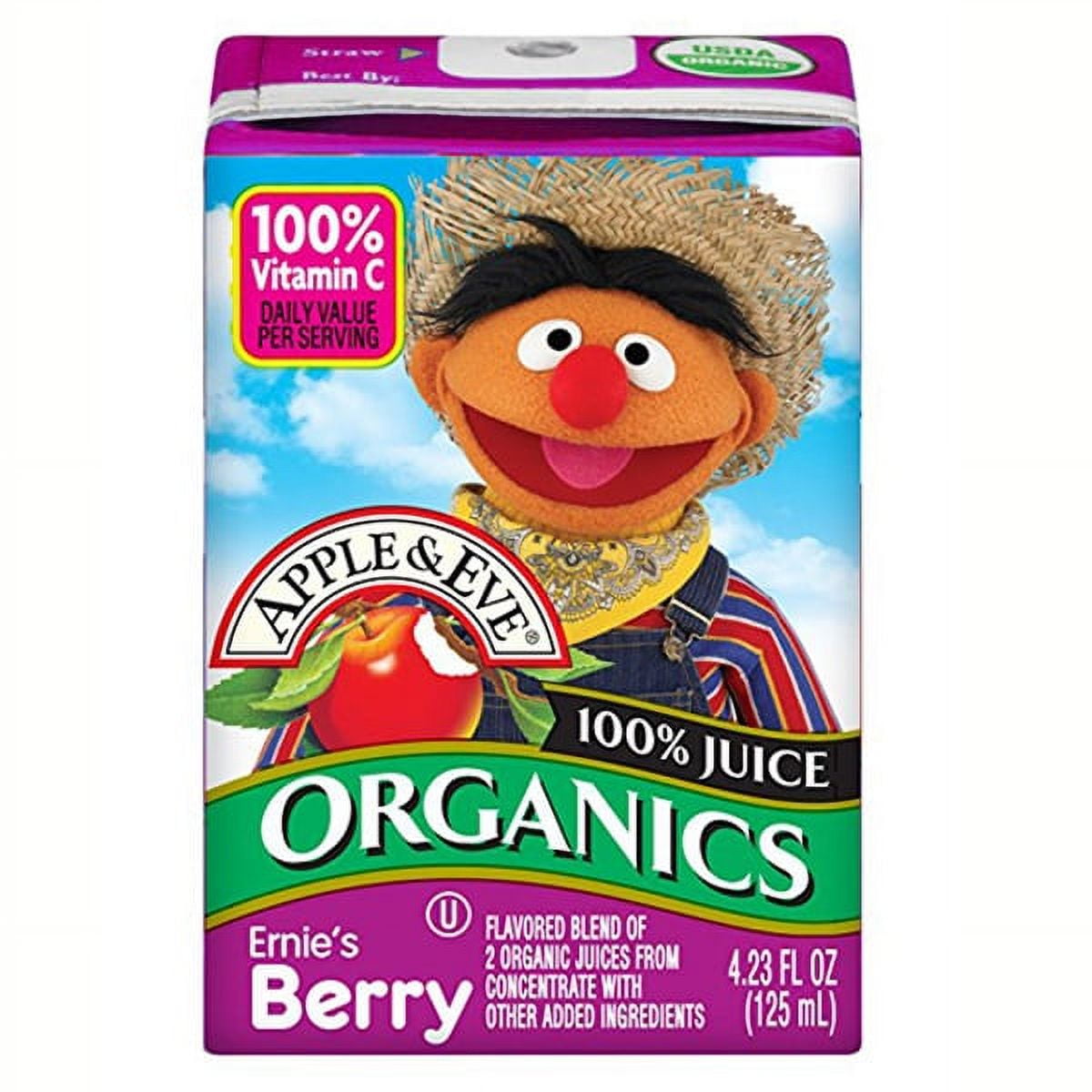 Apple & Eve Sesame Street Ernie's Berry 4.23 oz Cartons - Pack of 36 ...