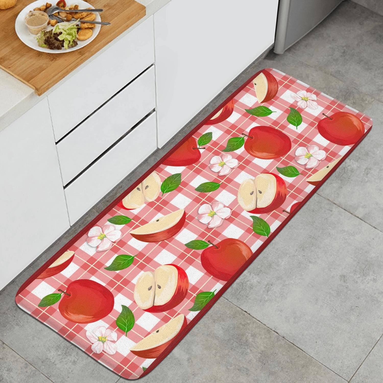 Apple Flannel Kitchen Rug, Kitchen Rugs Mats with Dirty Resistance ...