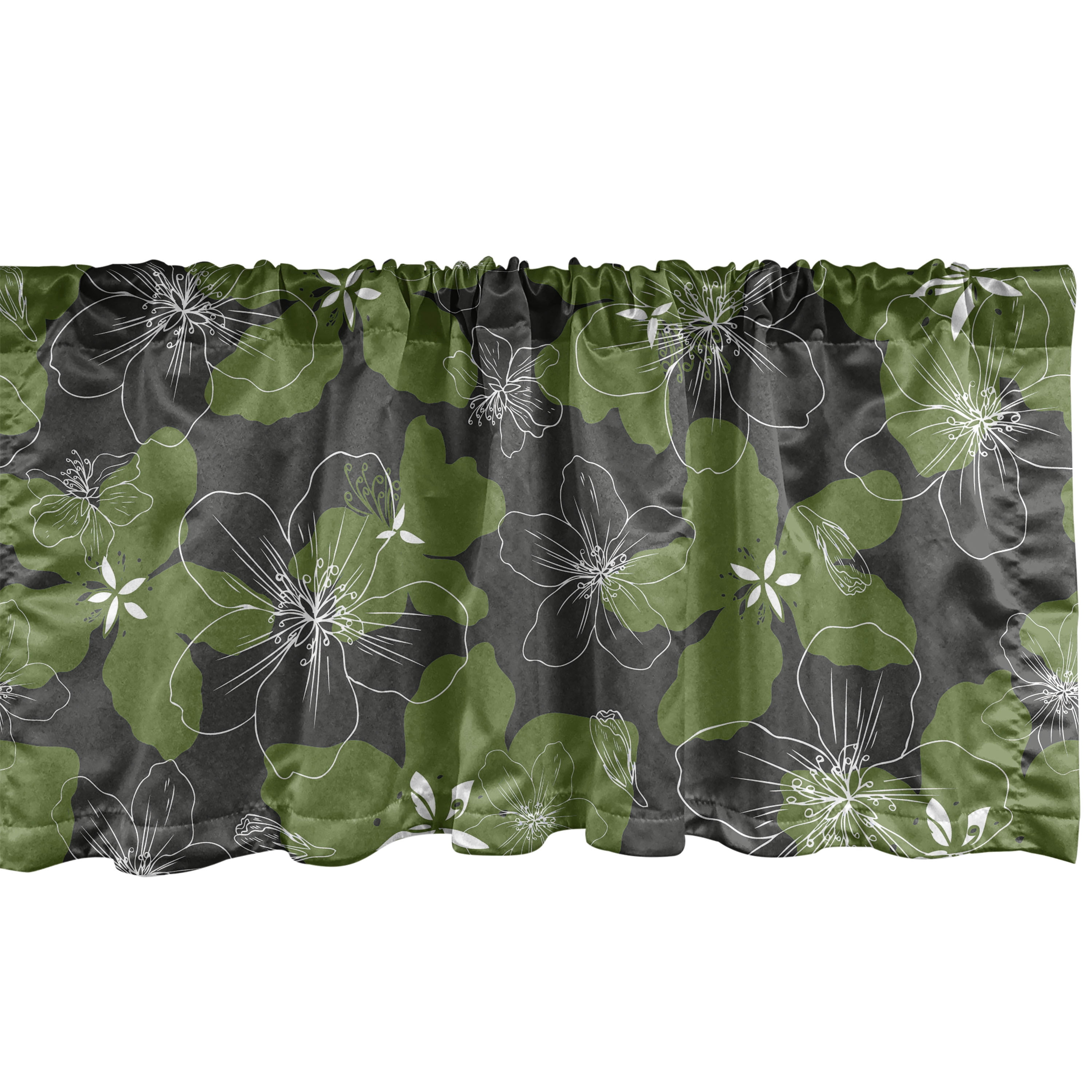 Apple Flower Pattern Window Valance, Spring Floral Design With Linear ...