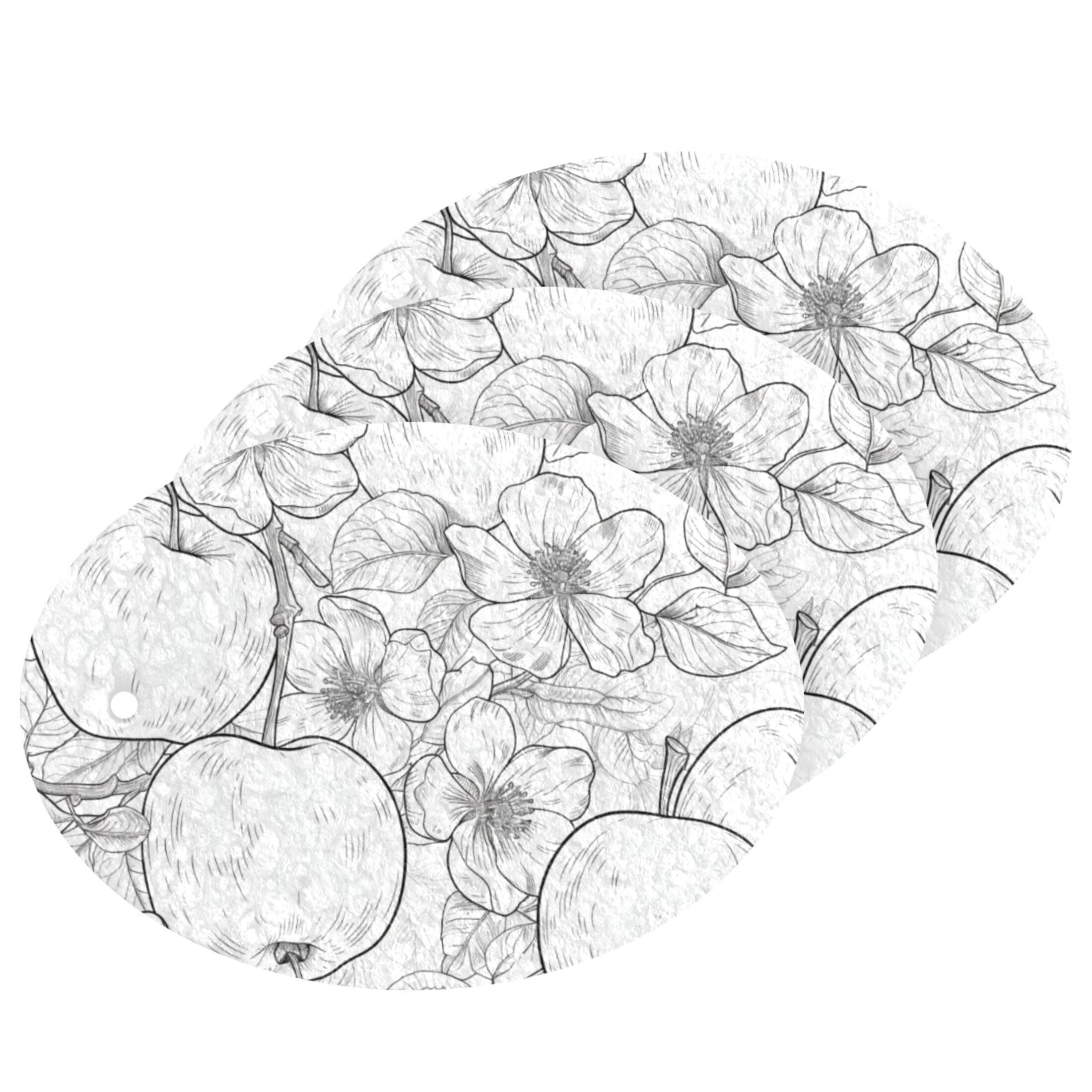 Apple Flowers Sketch 3 Pack Dish Sponges Bulk Natural Sponges ...