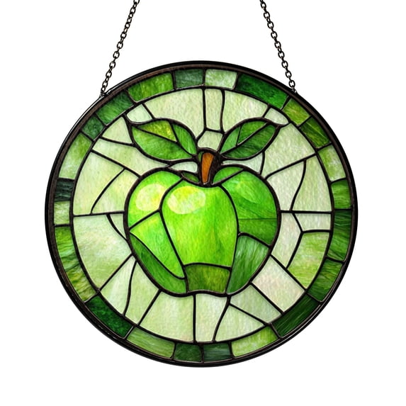 Apple Fruit Stained Glass Window Suncatcher, Crisp Green Kitchen Decor ...