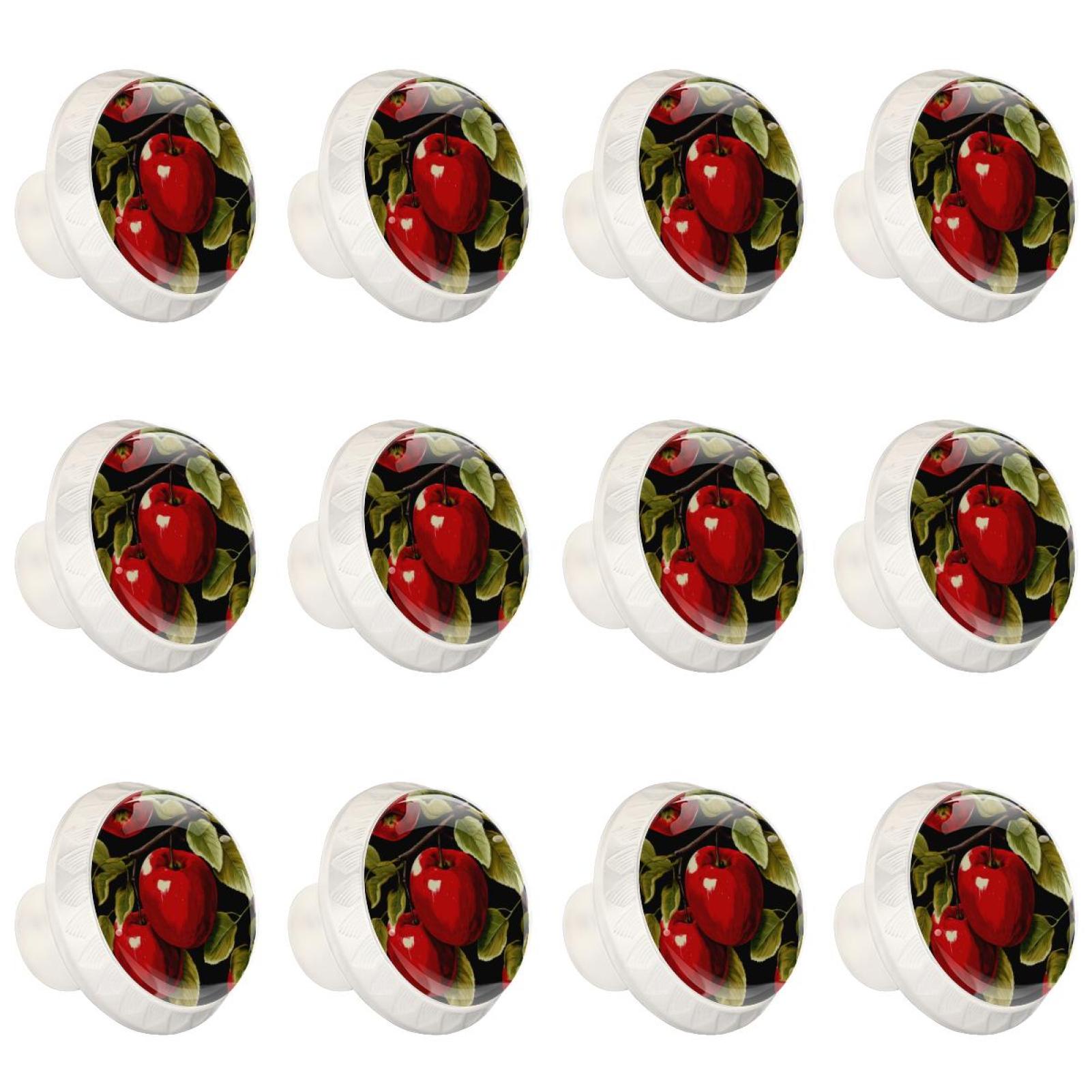 Apple Fruits 12 Pcs White Round Drawer Pulls with Screws,ABS and Glass ...