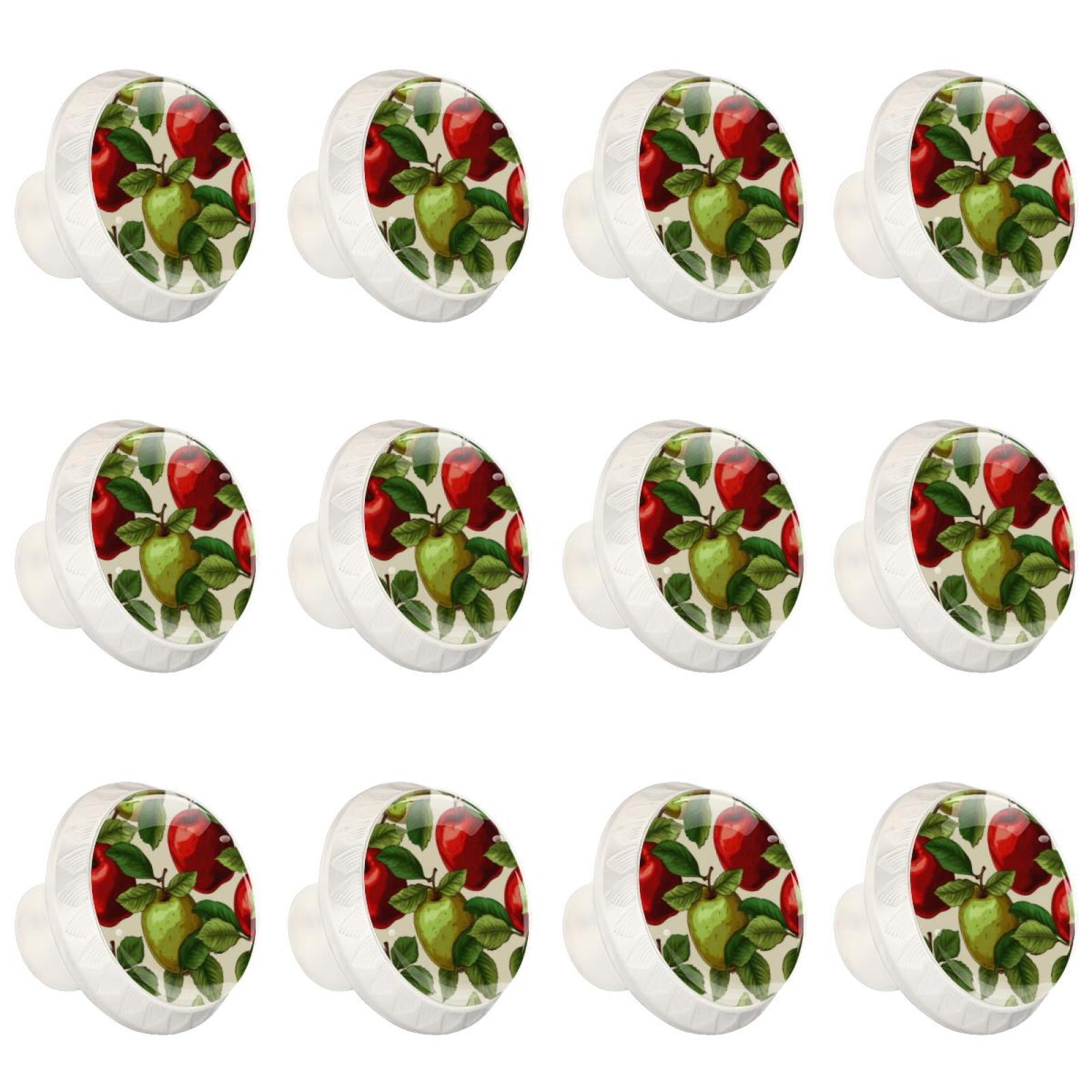 Apple Fruits 12 Pcs White Round Drawer Pulls with Screws,ABS and Glass ...