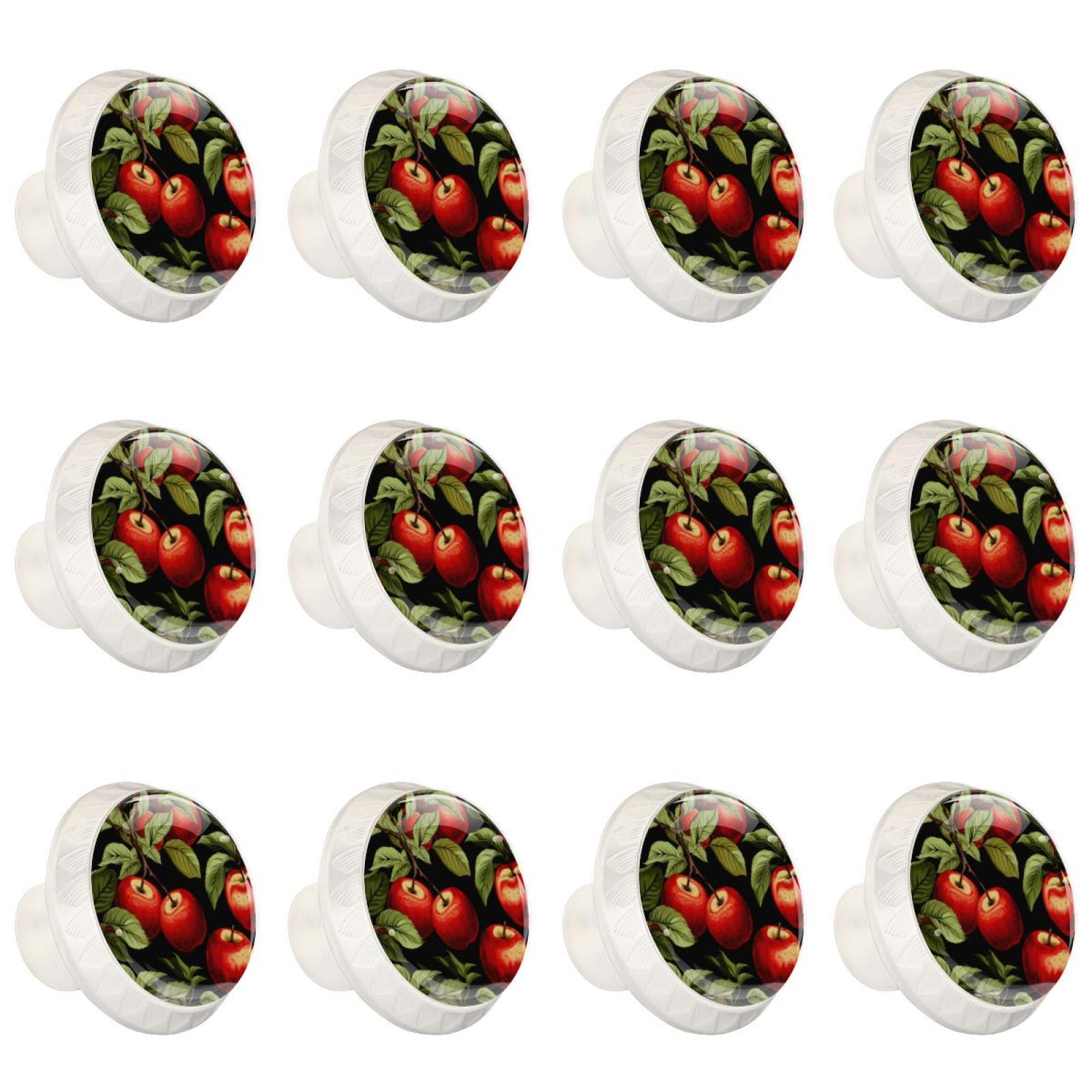 Apple Fruits 12 Pcs White Round Drawer Pulls with Screws,ABS and Glass ...