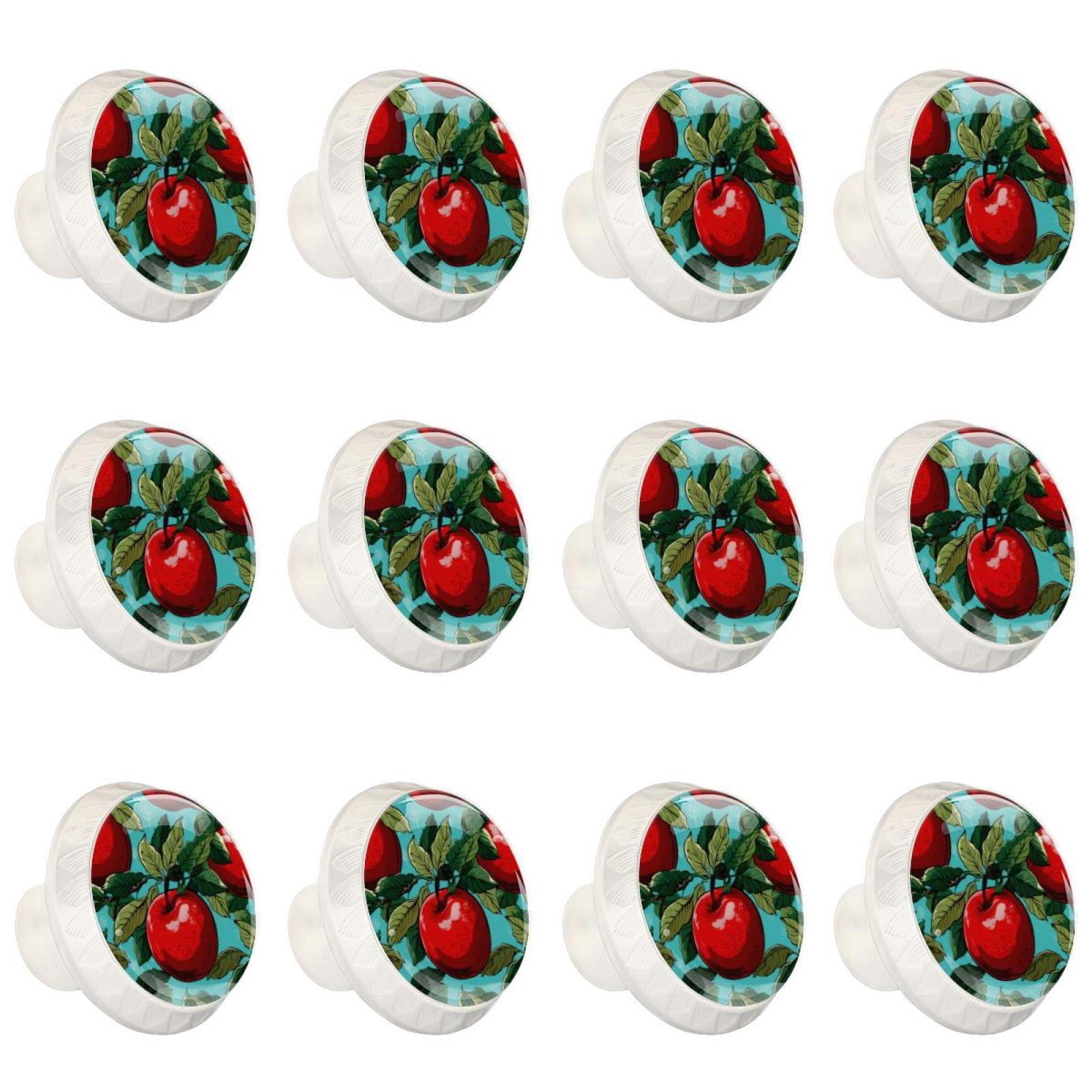 Apple Fruits 12 Pcs White Round Drawer Pulls with Screws,ABS and Glass ...