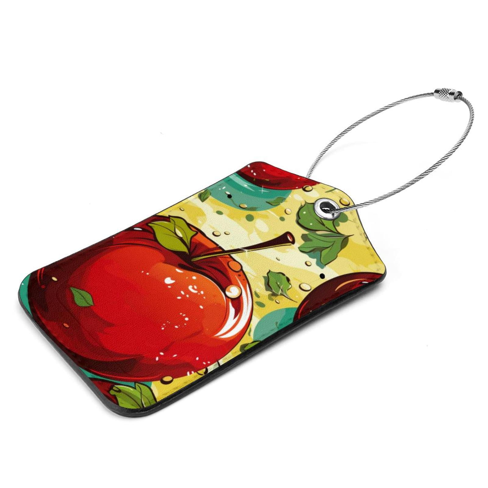 Apple Fruits Pattern 2 PCS Luggage Tags Suitcases PU Leather Travel Bag ...