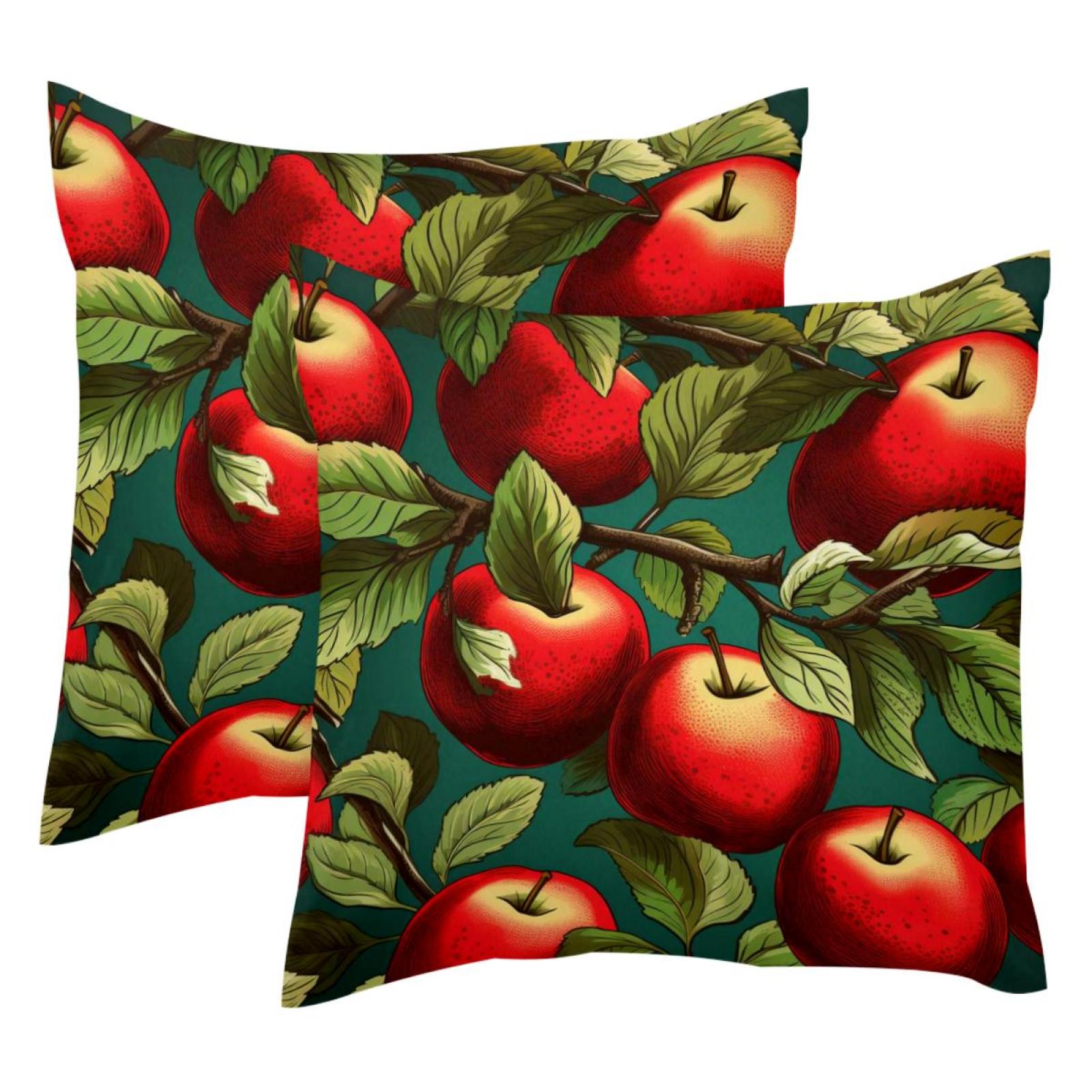 Apple Fruits Pattern 2PCS Printed Square Cushion 16x16 Inch Pillow ...