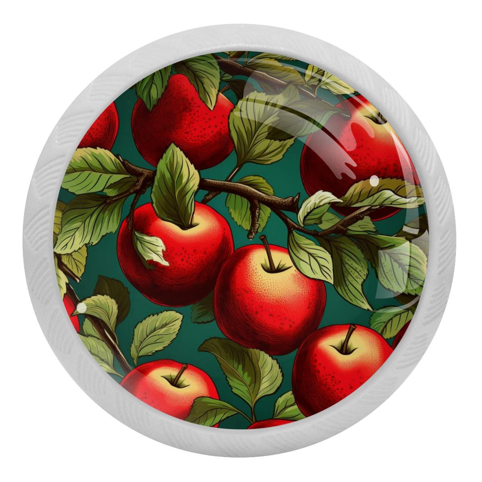 Apple Fruits Pattern 4PCS Cabinet Knobs Pulls Fluorescent Drawer Handle ...