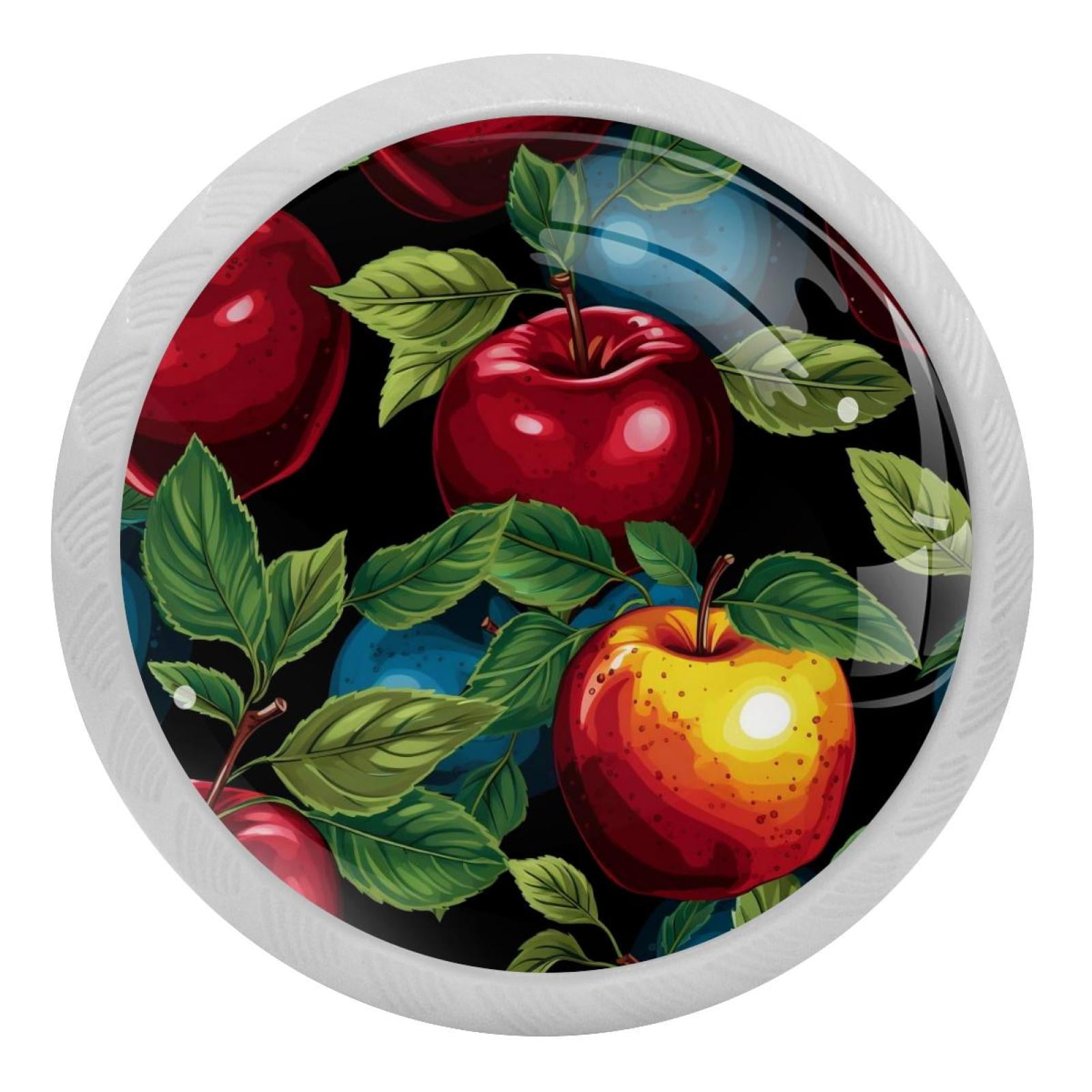 Apple Fruits Pattern 4PCS Cabinet Knobs Pulls Fluorescent Drawer Handle ...
