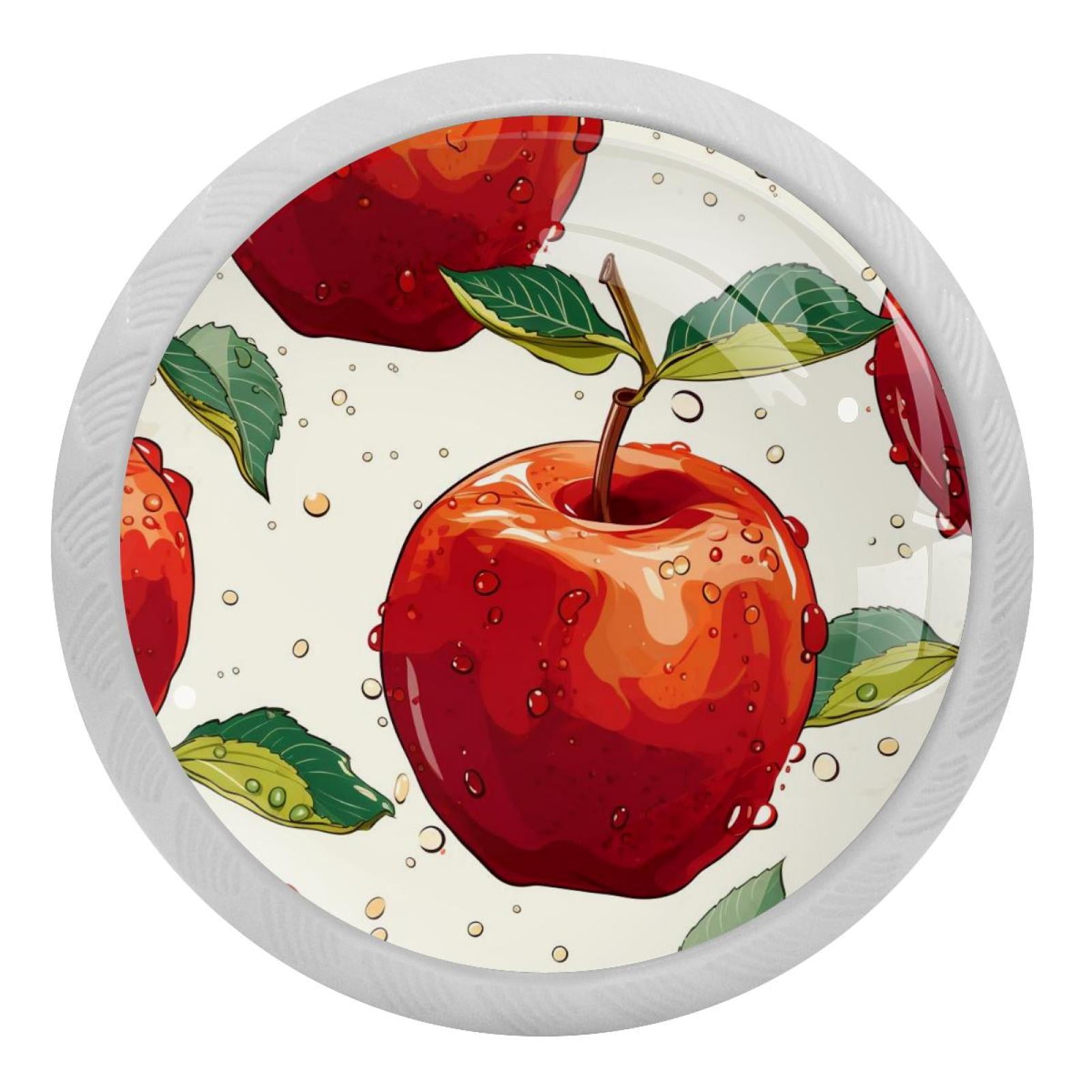 Apple Fruits Pattern 4PCS Cabinet Knobs Pulls Fluorescent Drawer Handle ...