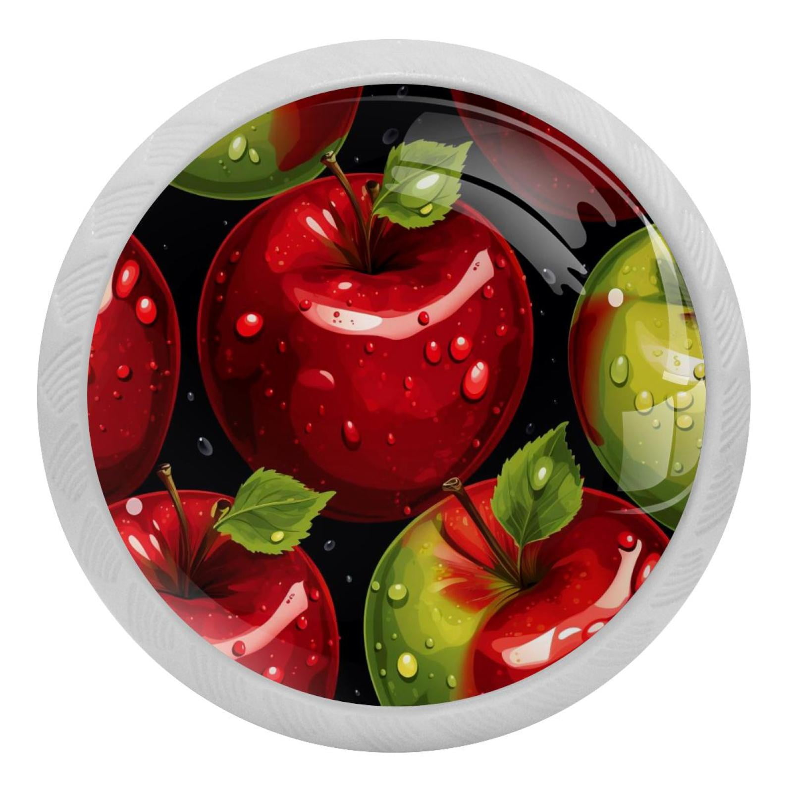 Apple Fruits Pattern 4PCS Cabinet Knobs Pulls Fluorescent Drawer Handle ...