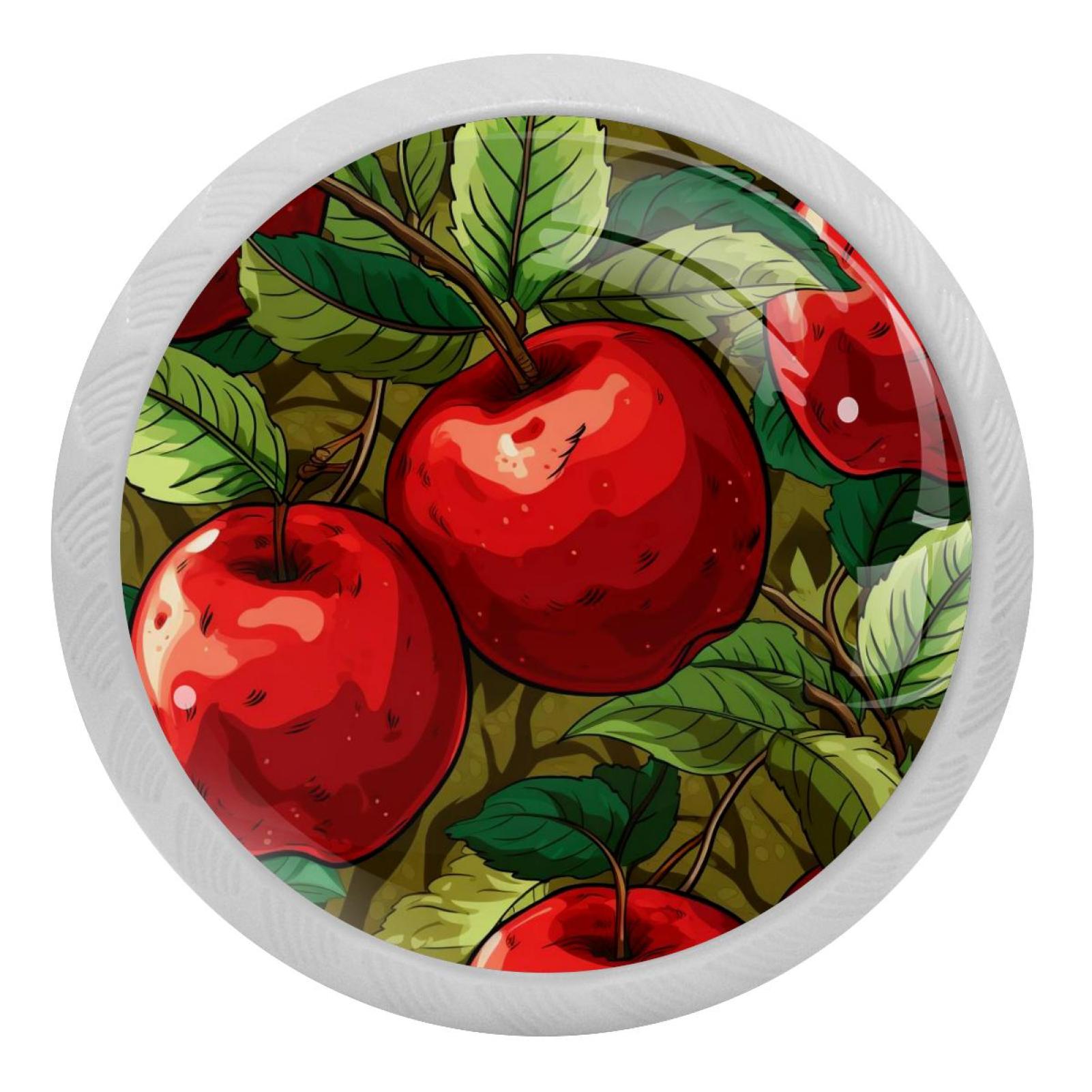 Apple Fruits Pattern 4PCS Cabinet Knobs Pulls Fluorescent Drawer Handle ...