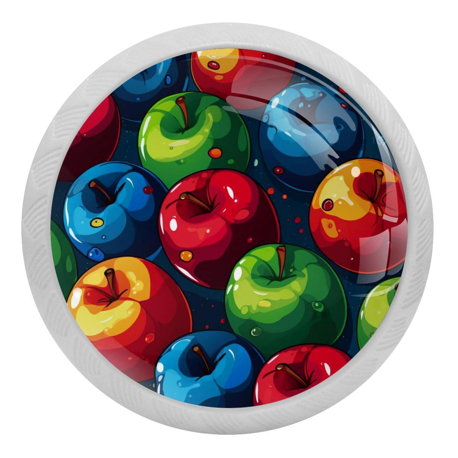 Apple Fruits Pattern 4PCS Cabinet Knobs Pulls Fluorescent Drawer Handle ...