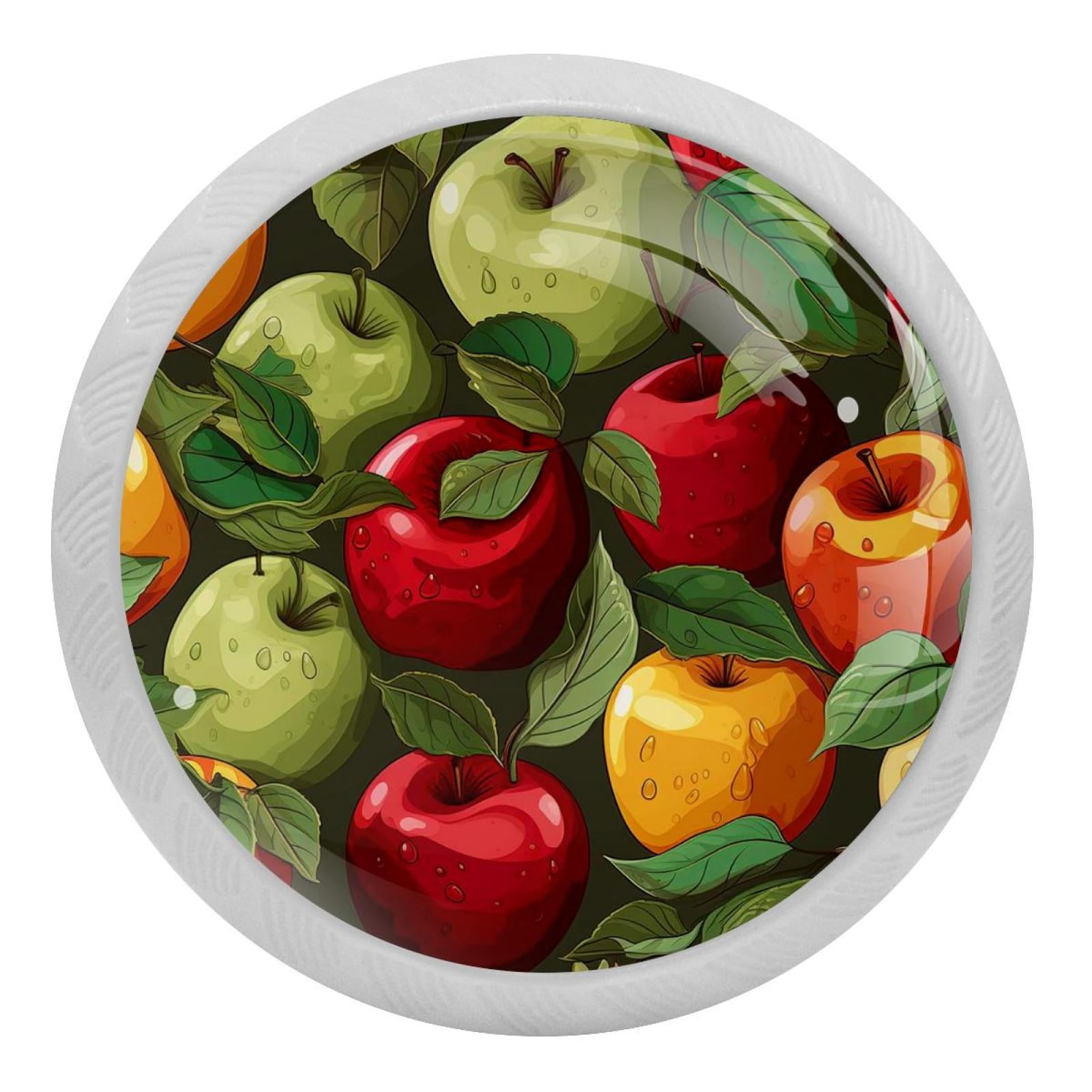 Apple Fruits Pattern 4PCS Cabinet Knobs Pulls Fluorescent Drawer Handle ...