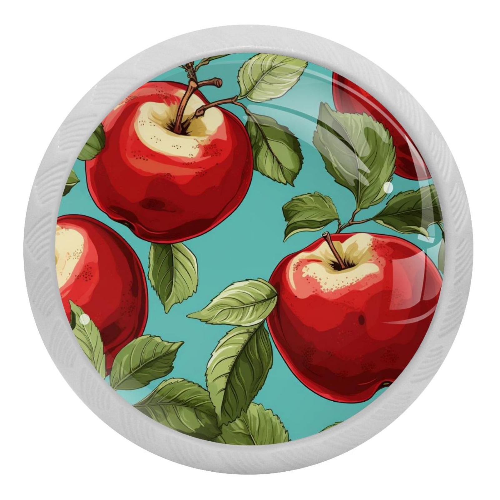 Apple Fruits Pattern 4PCS Cabinet Knobs Pulls Fluorescent Drawer Handle ...