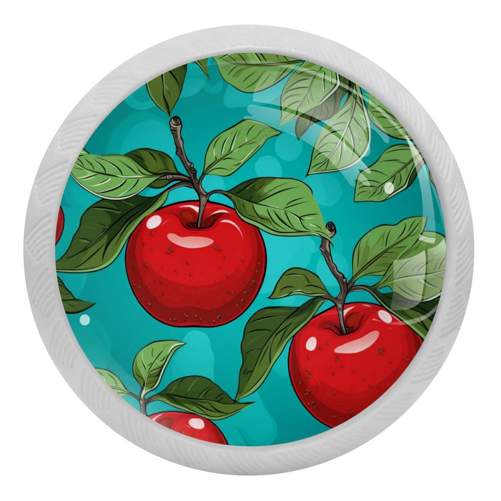 Apple Fruits Pattern 4PCS Cabinet Knobs Pulls Fluorescent Drawer Handle ...