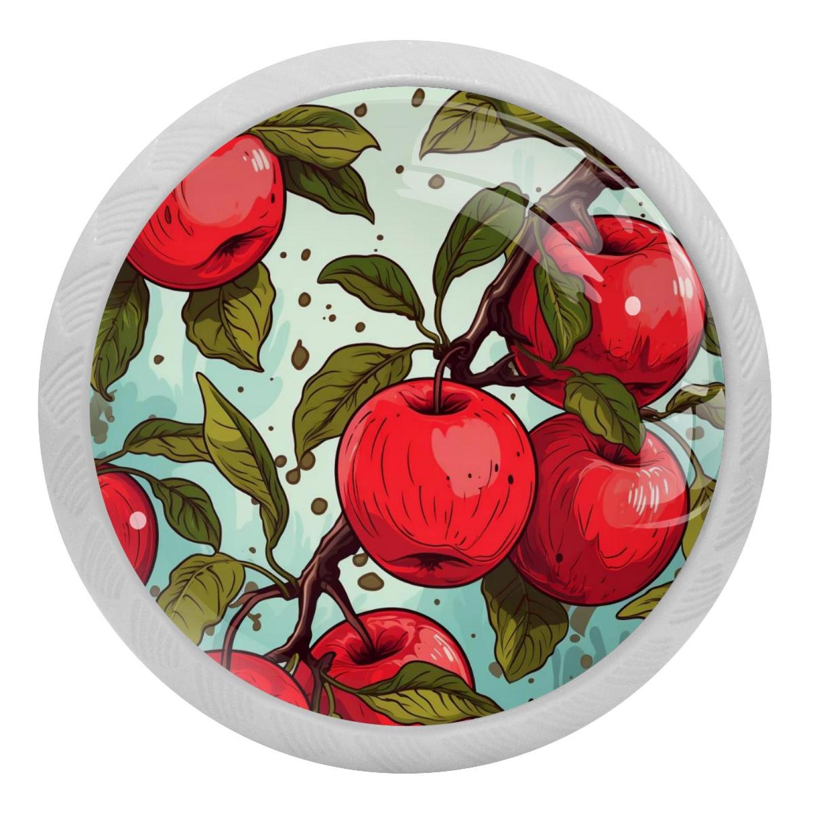 Apple Fruits Pattern 4PCS Cabinet Knobs Pulls Fluorescent Drawer Handle ...