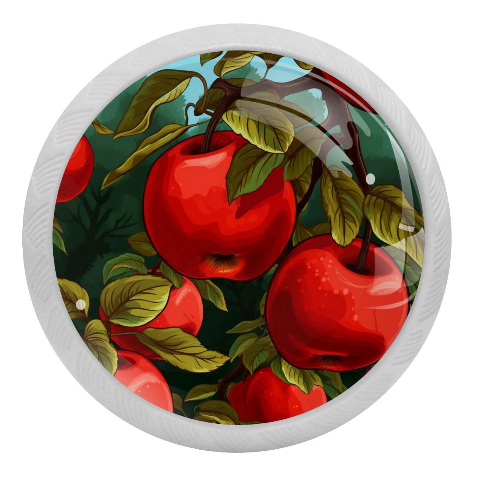 Apple Fruits Pattern 4PCS Cabinet Knobs Pulls Fluorescent Drawer Handle ...