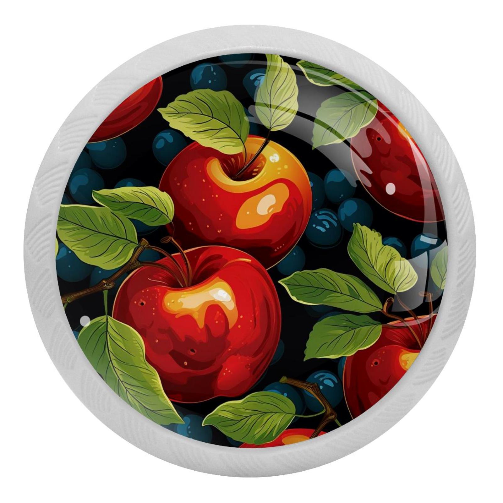Apple Fruits Pattern 4PCS Cabinet Knobs Pulls Fluorescent Drawer Handle ...