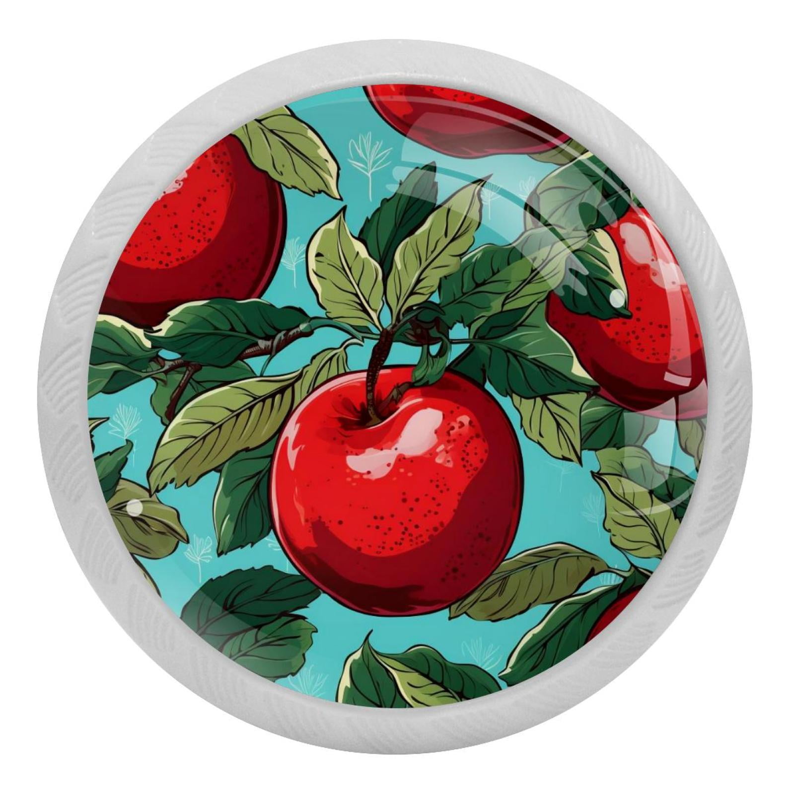 Apple Fruits Pattern 4PCS Cabinet Knobs Pulls Fluorescent Drawer Handle ...