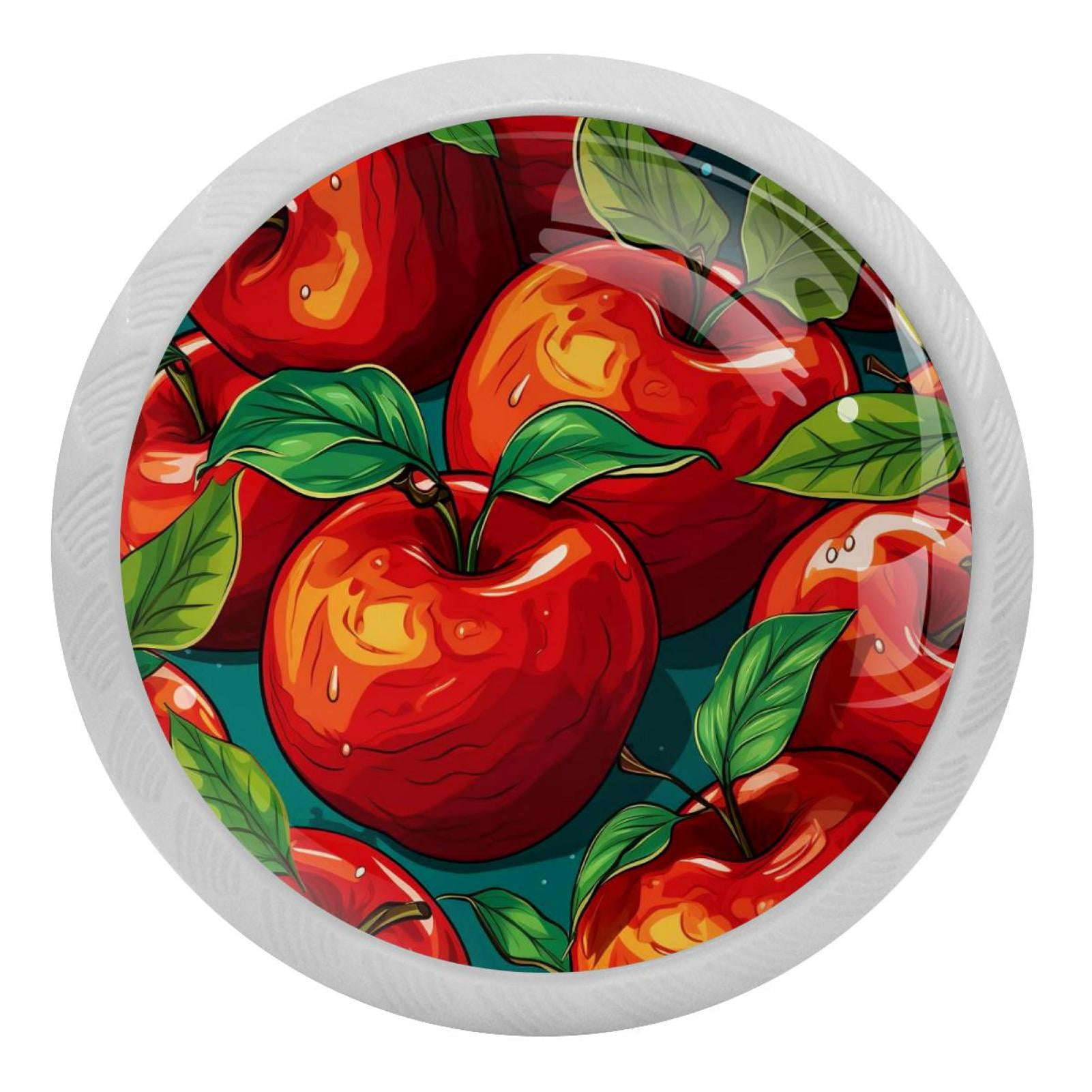 Apple Fruits Pattern 4PCS Cabinet Knobs Pulls Fluorescent Drawer Handle ...