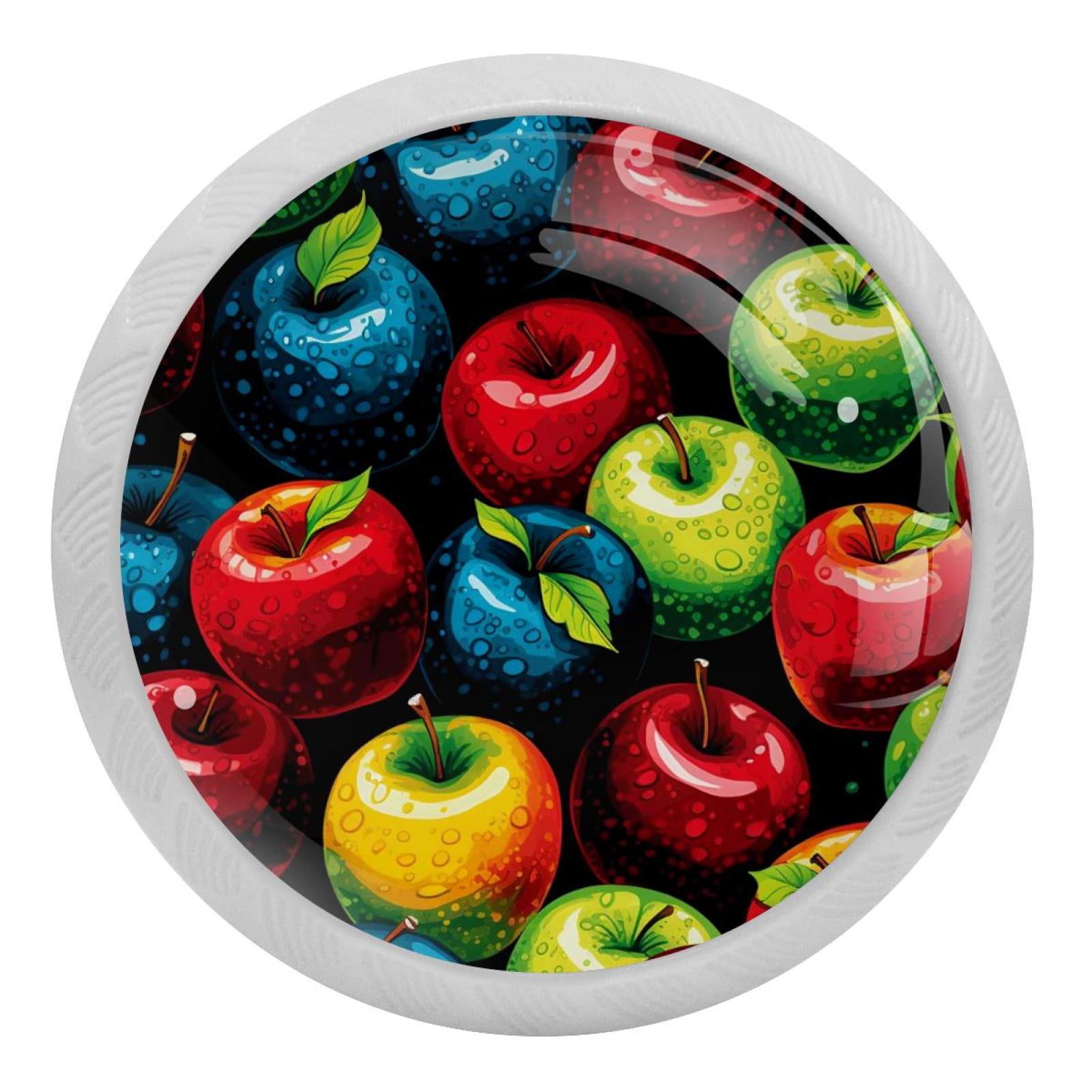 Apple Fruits Pattern 4PCS Cabinet Knobs Pulls Fluorescent Drawer Handle ...