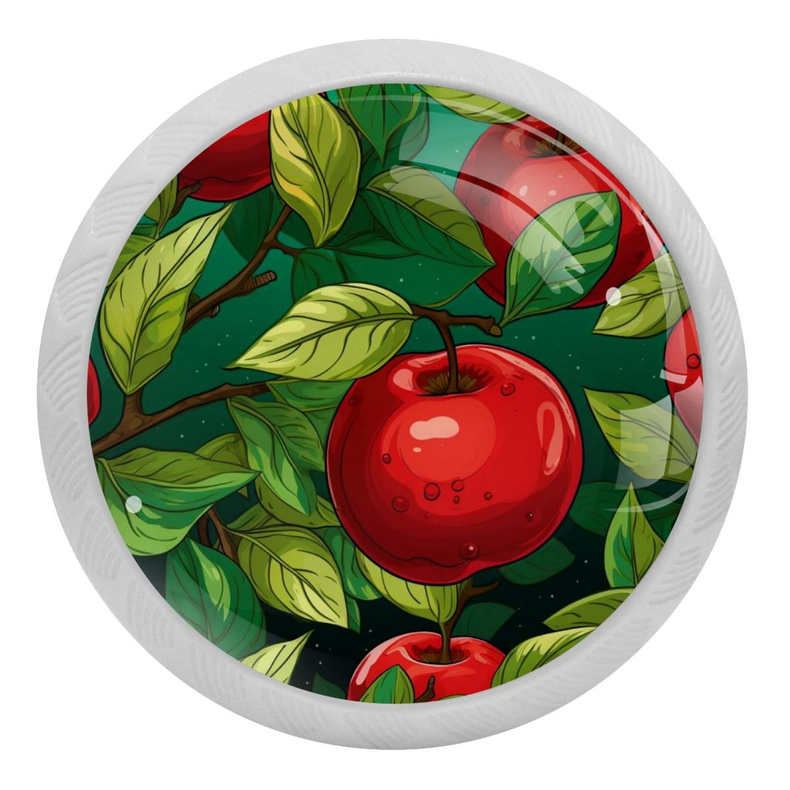 Apple Fruits Pattern 4PCS Cabinet Knobs Pulls Fluorescent Drawer Handle ...