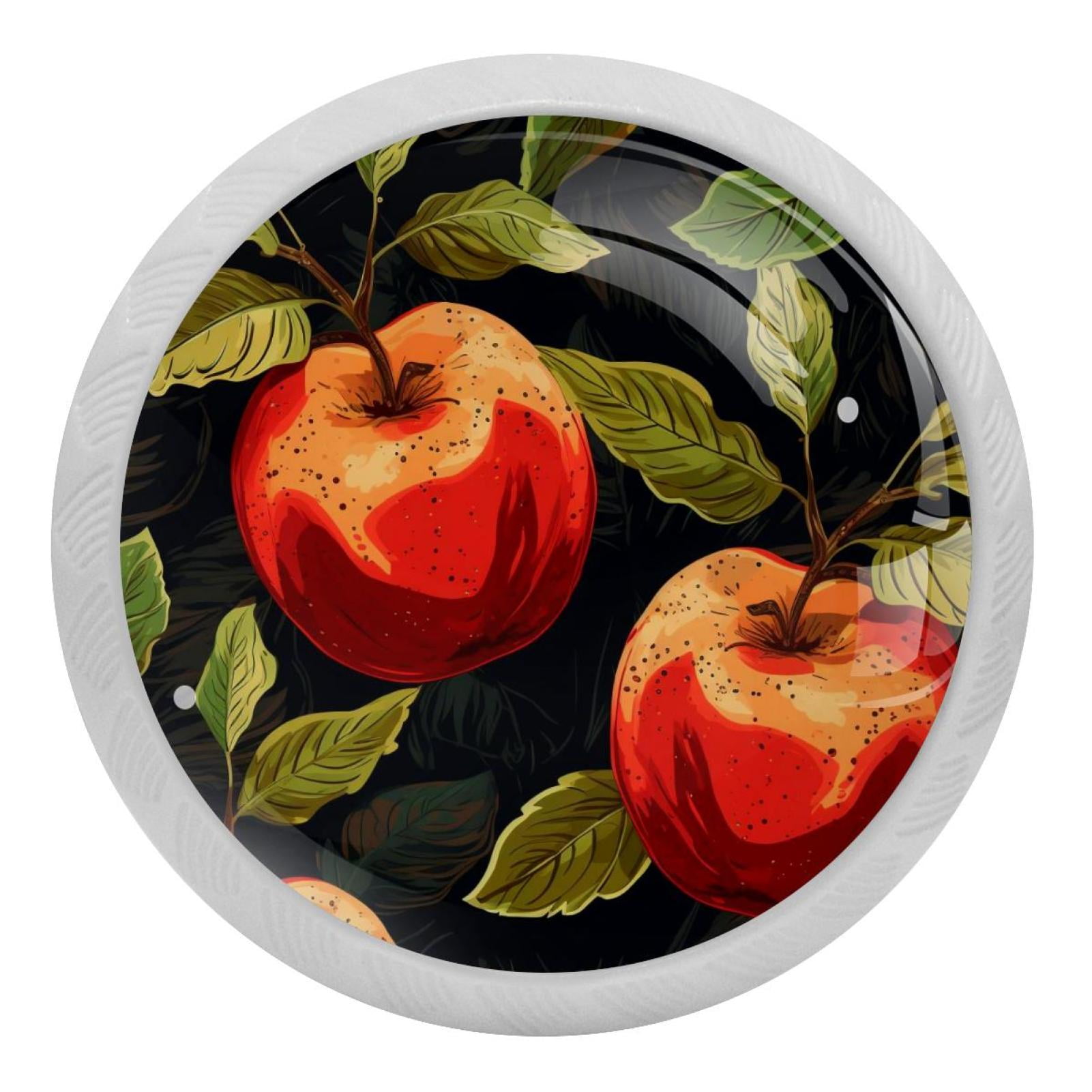 Apple Fruits Pattern 4PCS Cabinet Knobs Pulls Fluorescent Drawer Handle ...