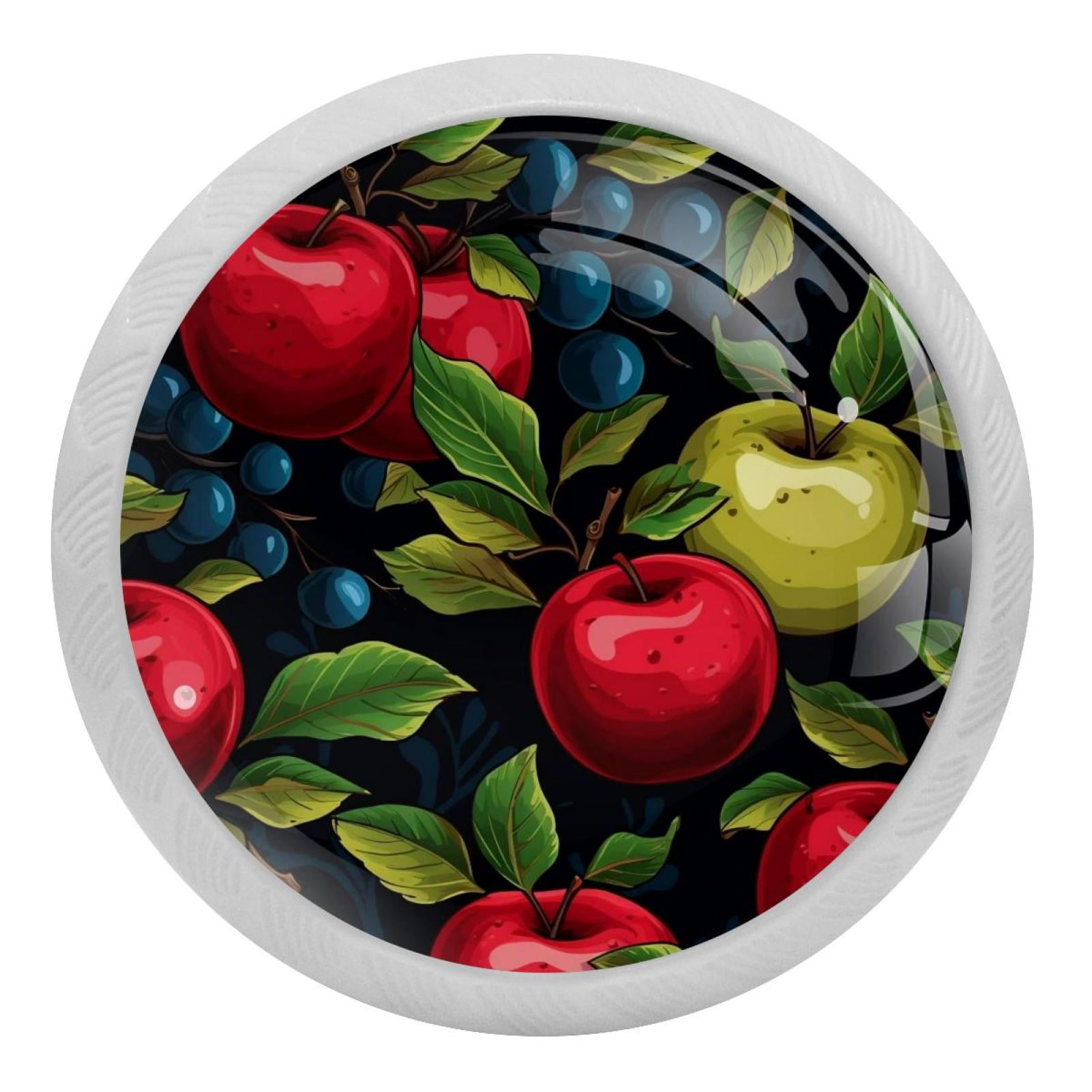 Apple Fruits Pattern 4PCS Cabinet Knobs Pulls Fluorescent Drawer Handle ...
