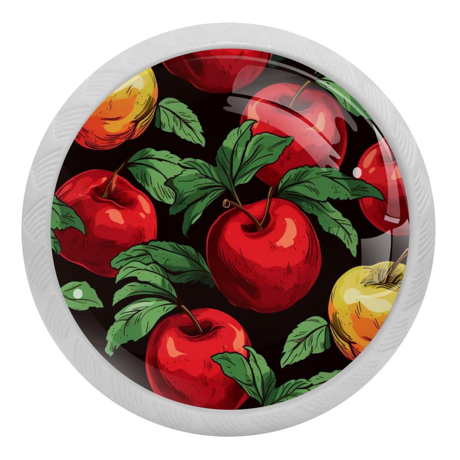 Apple Fruits Pattern 4PCS Cabinet Knobs Pulls Fluorescent Drawer Handle ...