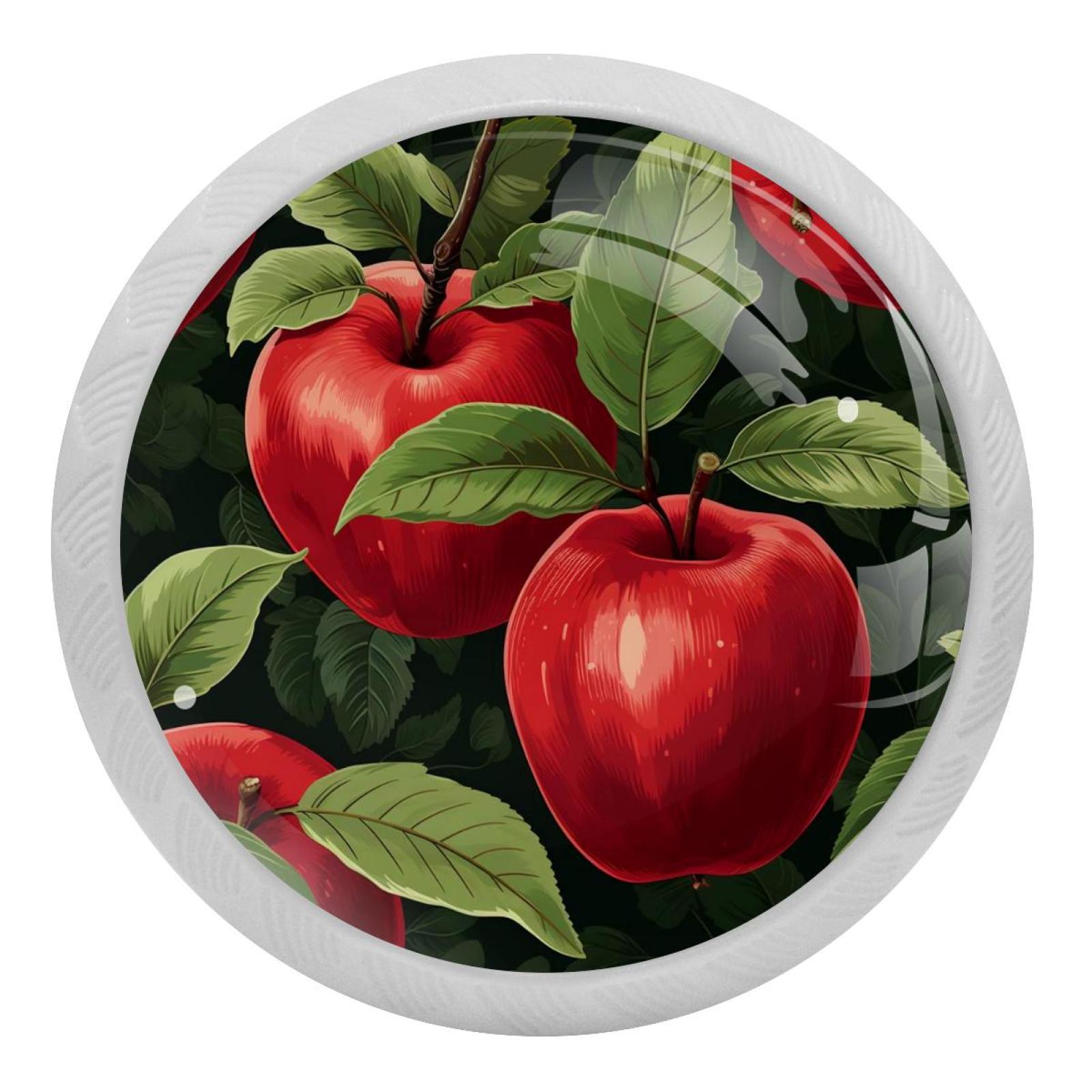 Apple Fruits Pattern 4PCS Cabinet Knobs Pulls Fluorescent Drawer Handle ...