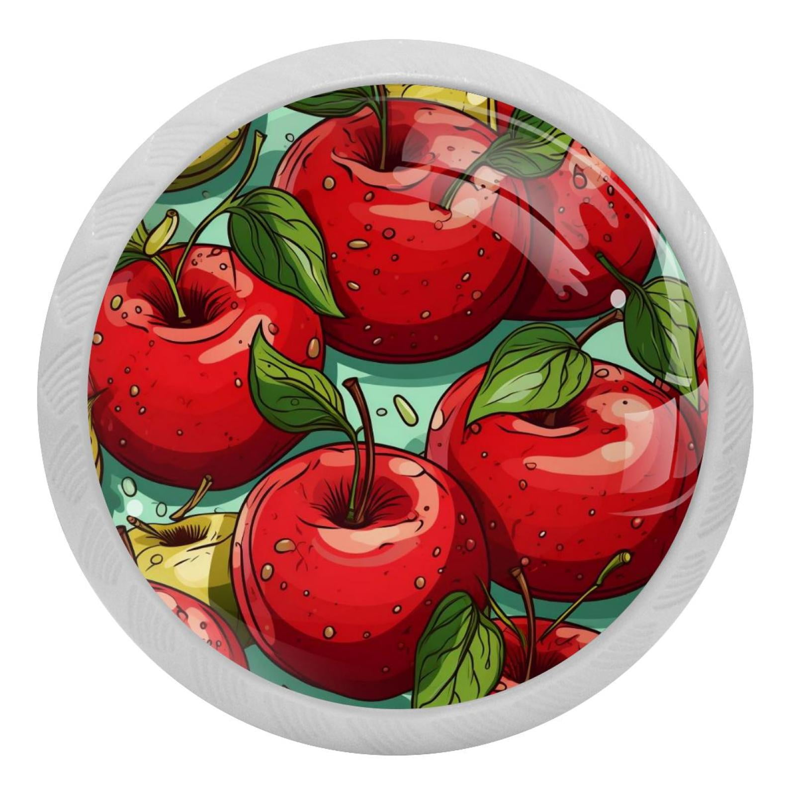Apple Fruits Pattern 4PCS Cabinet Knobs Pulls Fluorescent Drawer Handle ...
