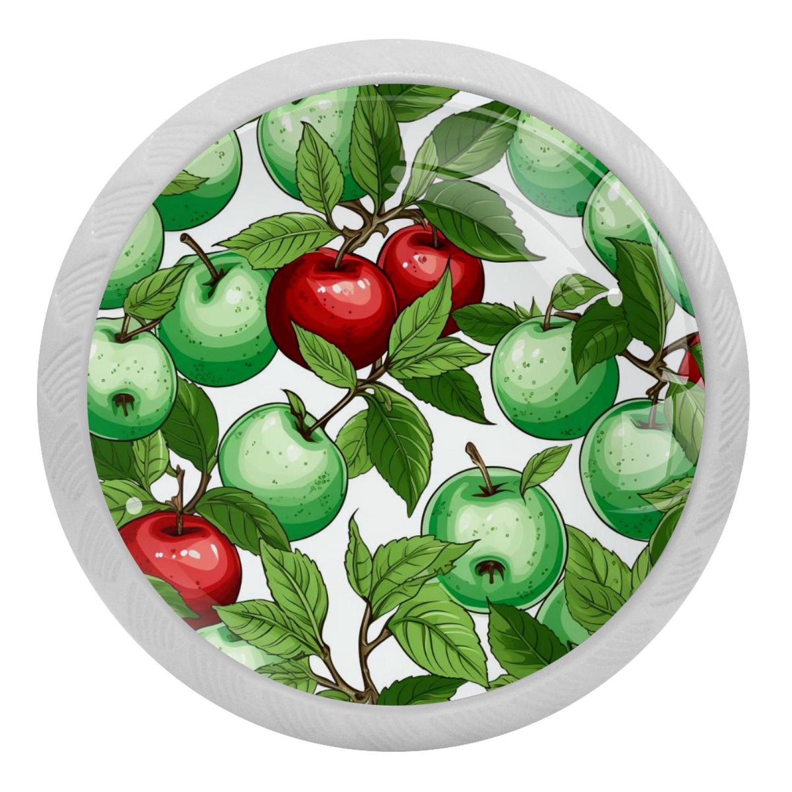 Apple Fruits Pattern 4PCS Cabinet Knobs Pulls Fluorescent Drawer Handle ...