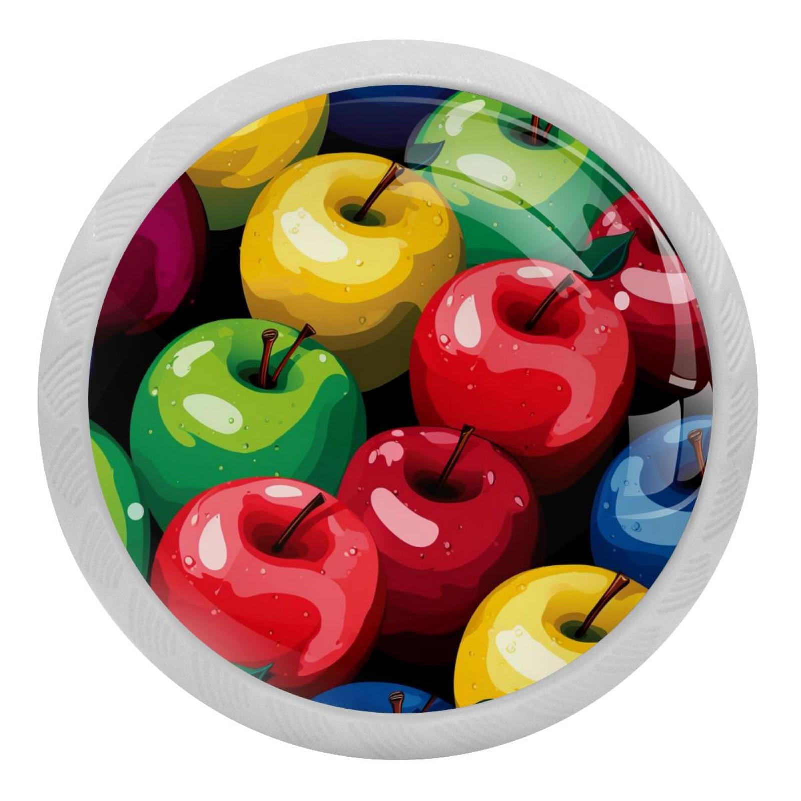Apple Fruits Pattern 4PCS Cabinet Knobs Pulls Fluorescent Drawer Handle ...
