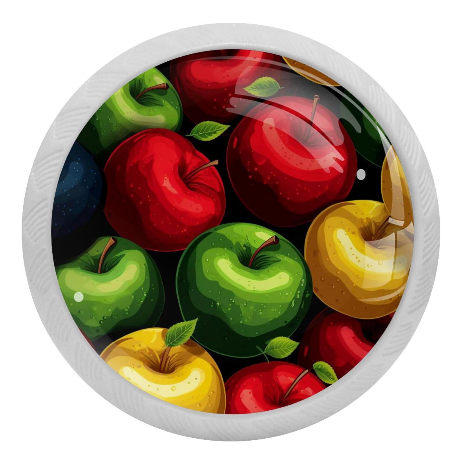 Apple Fruits Pattern 4PCS Cabinet Knobs Pulls Fluorescent Drawer Handle ...