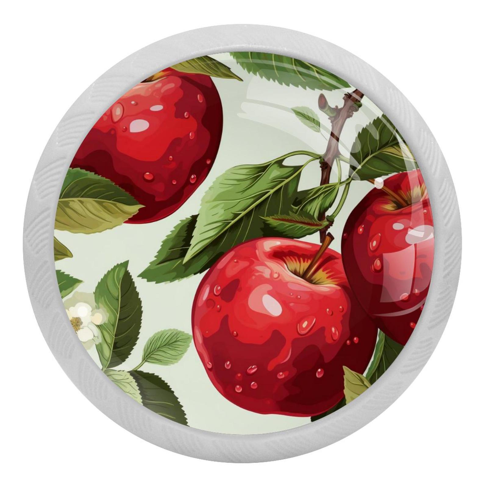 Apple Fruits Pattern 4PCS Cabinet Knobs Pulls Fluorescent Drawer Handle ...
