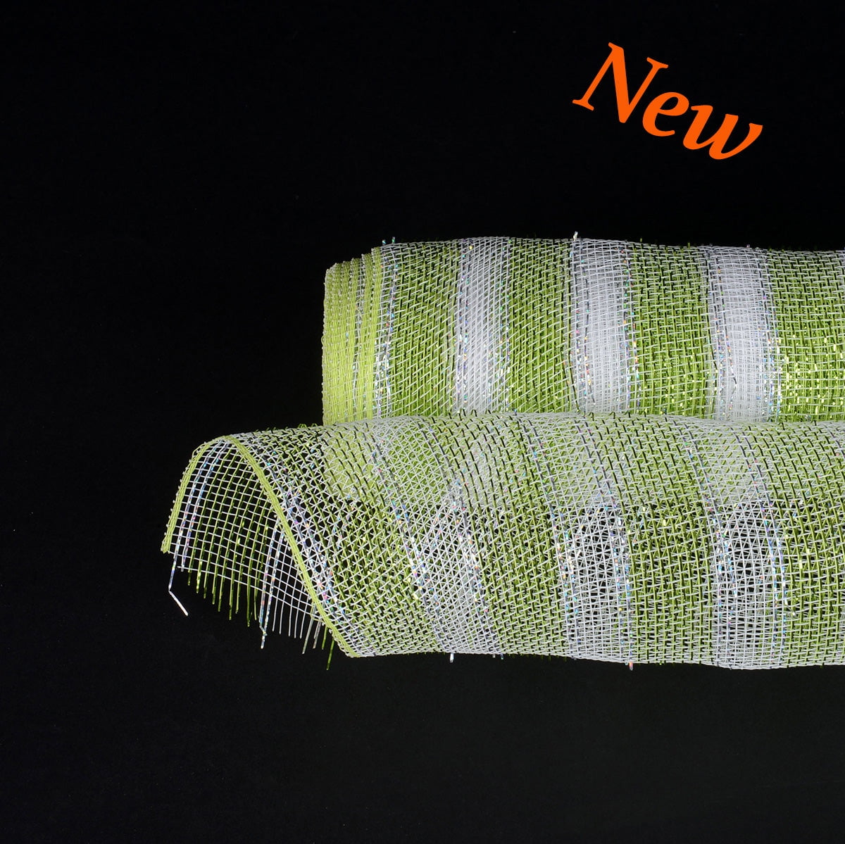 Apple Green with Silver Lines - Poly Deco Mesh Wreath Material with ...
